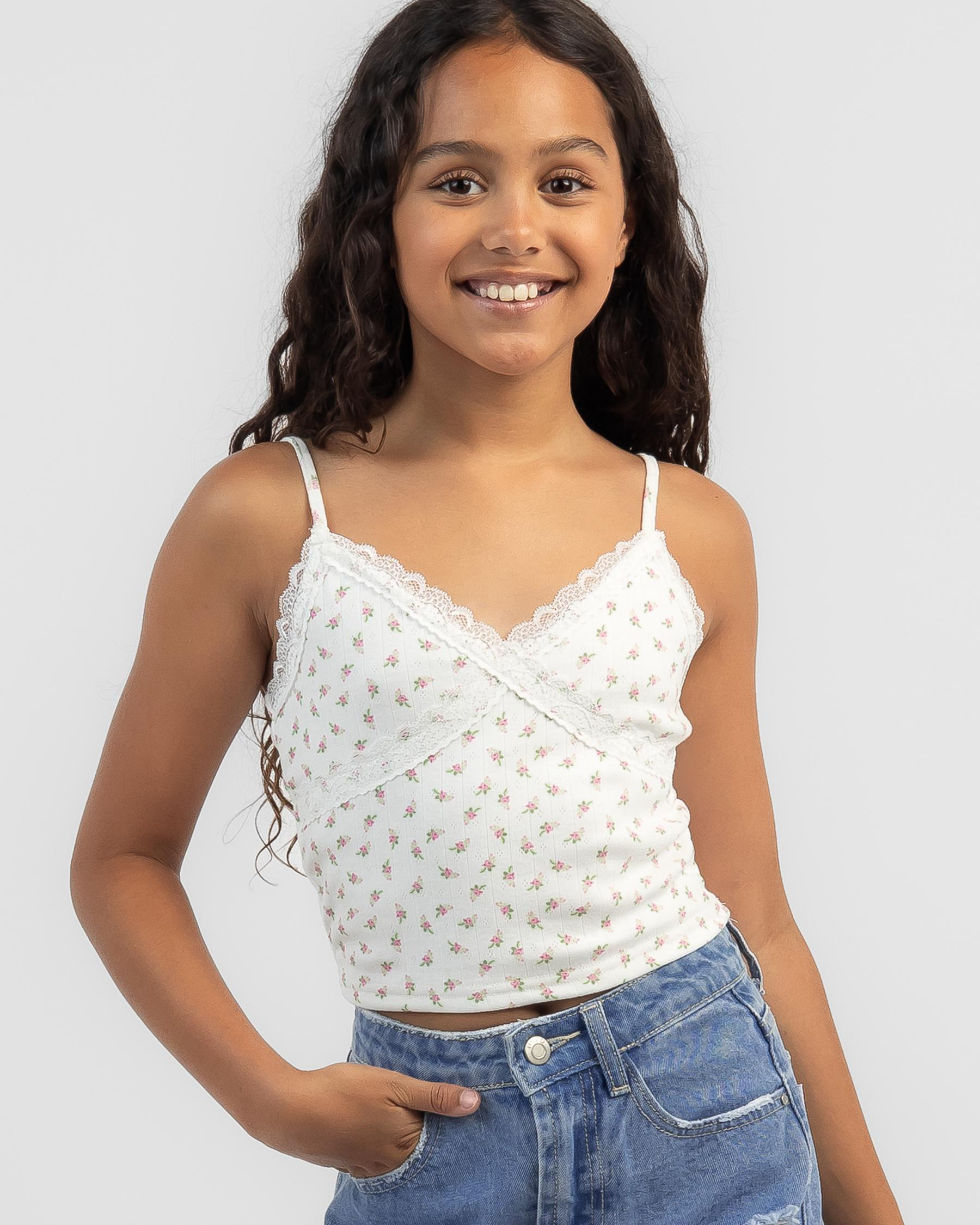 Shop Mooloola Girls' Sleepover Cami Top In Pink Floral - Fast Shipping ...