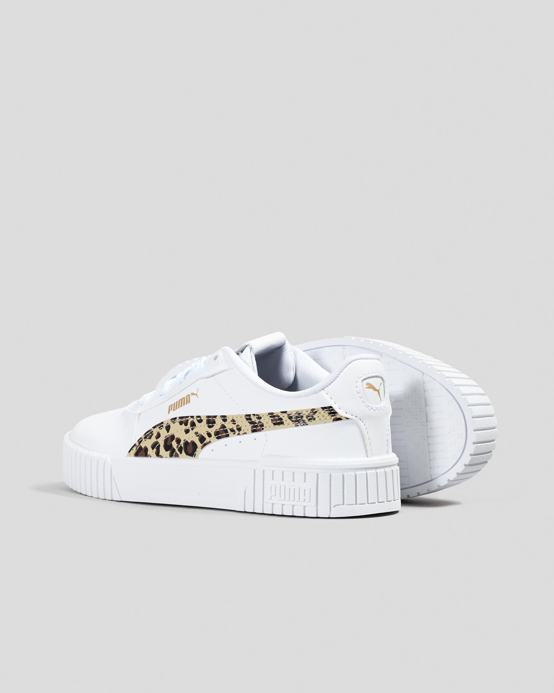 Shop Puma Girls' Carina 2.0 Animal Shoes In Puma White/putty/puma Gold ...
