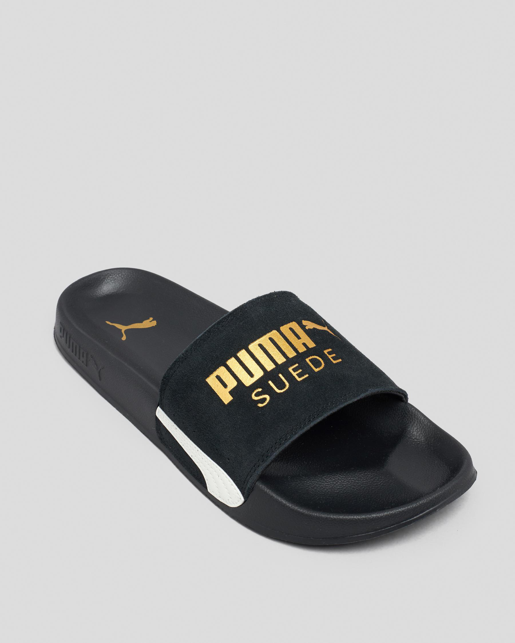 Shop Puma Puma Leadcat 2.0 Slide Sandals In Puma Black-puma Team Gold ...