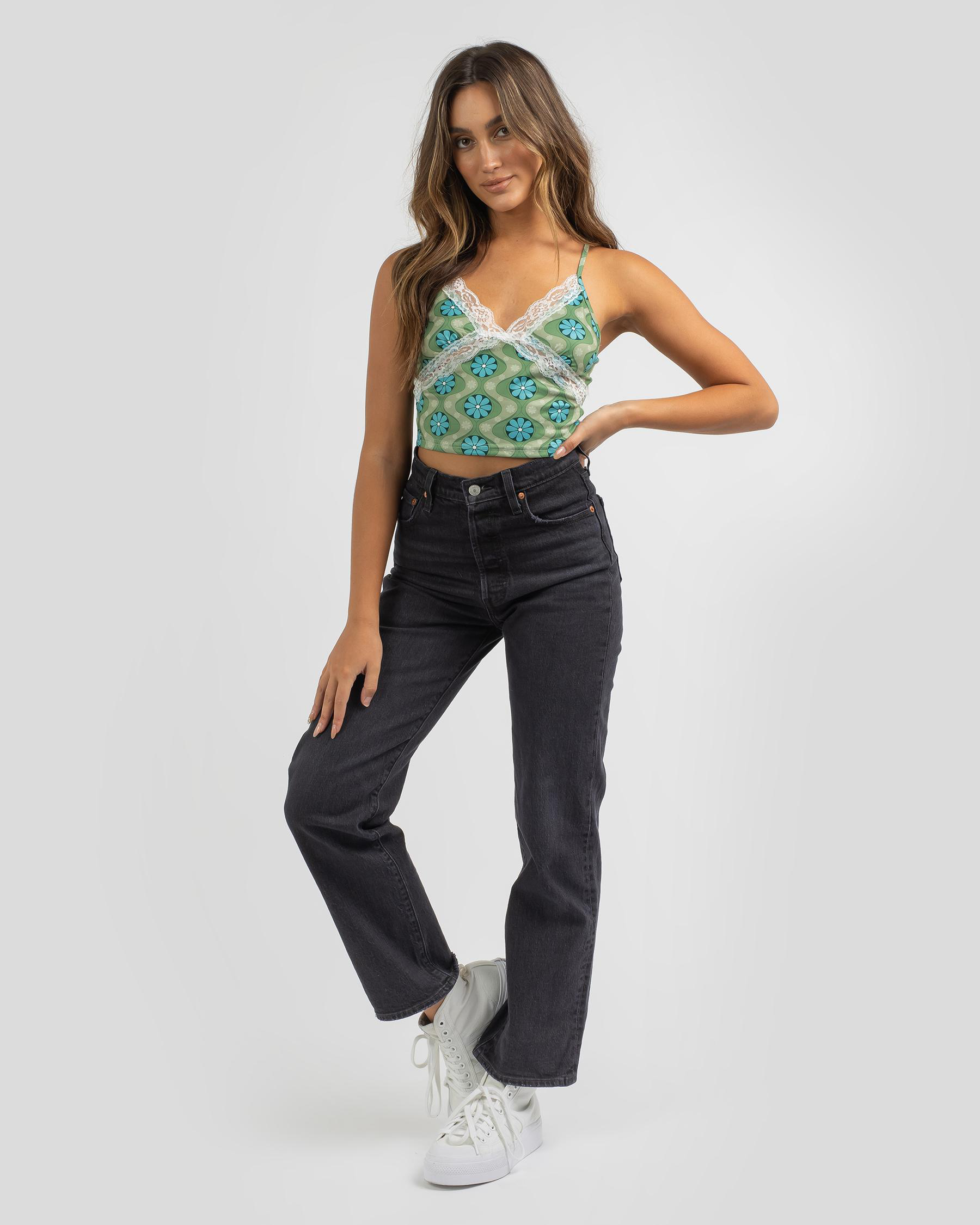 Shop MRKT. Retro Club Top In Green - Fast Shipping & Easy Returns ...