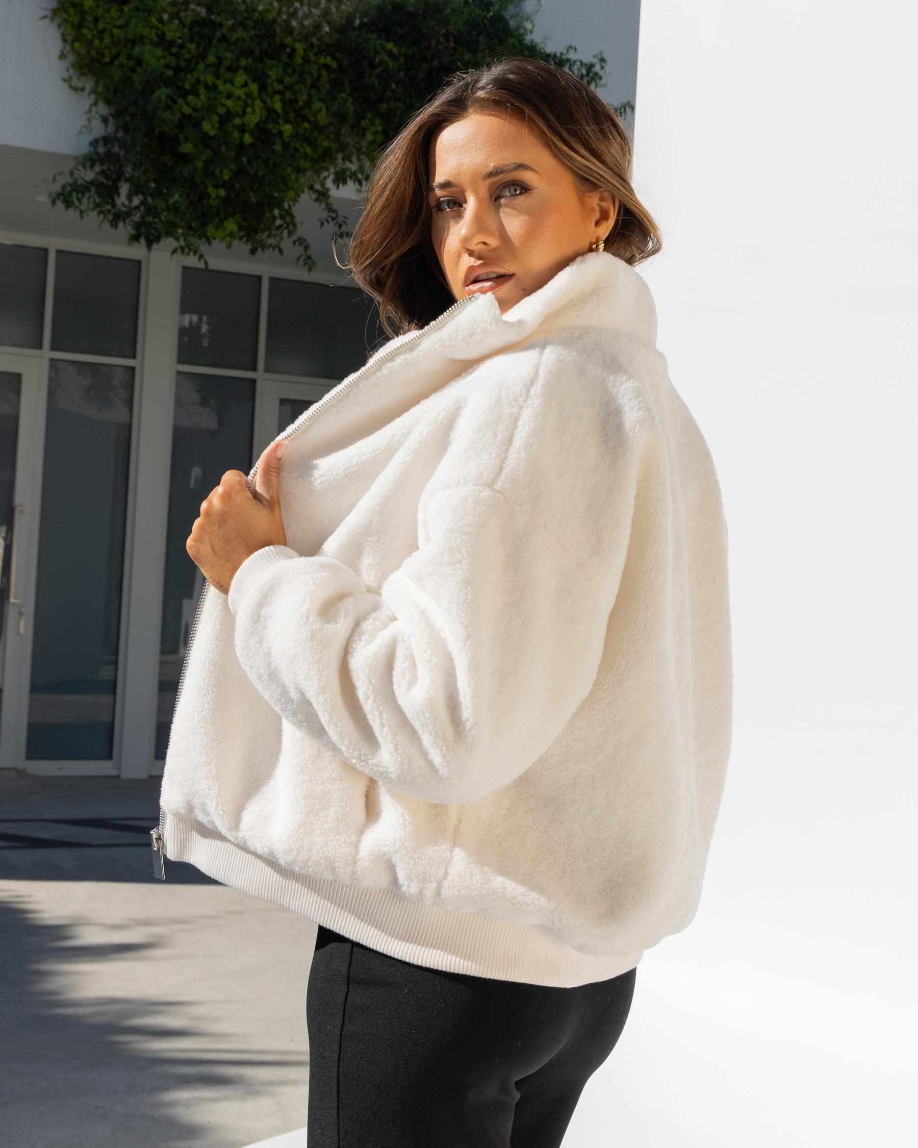 Shop Ava And Ever Anika Boucle Polar Fleece Jacket In Cream - Fast ...