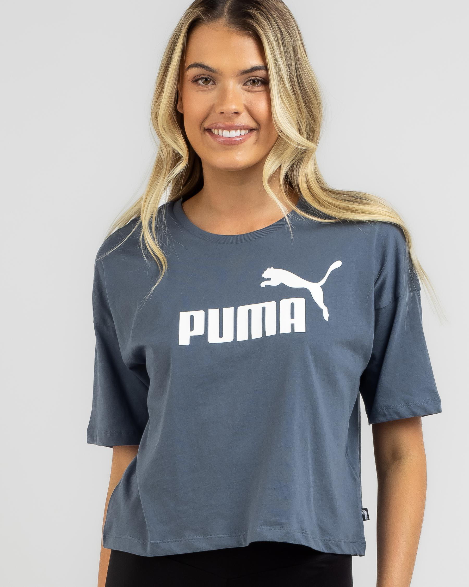 Shop Puma Essentials Logo T-Shirt In Evening Sky - Fast Shipping & Easy ...