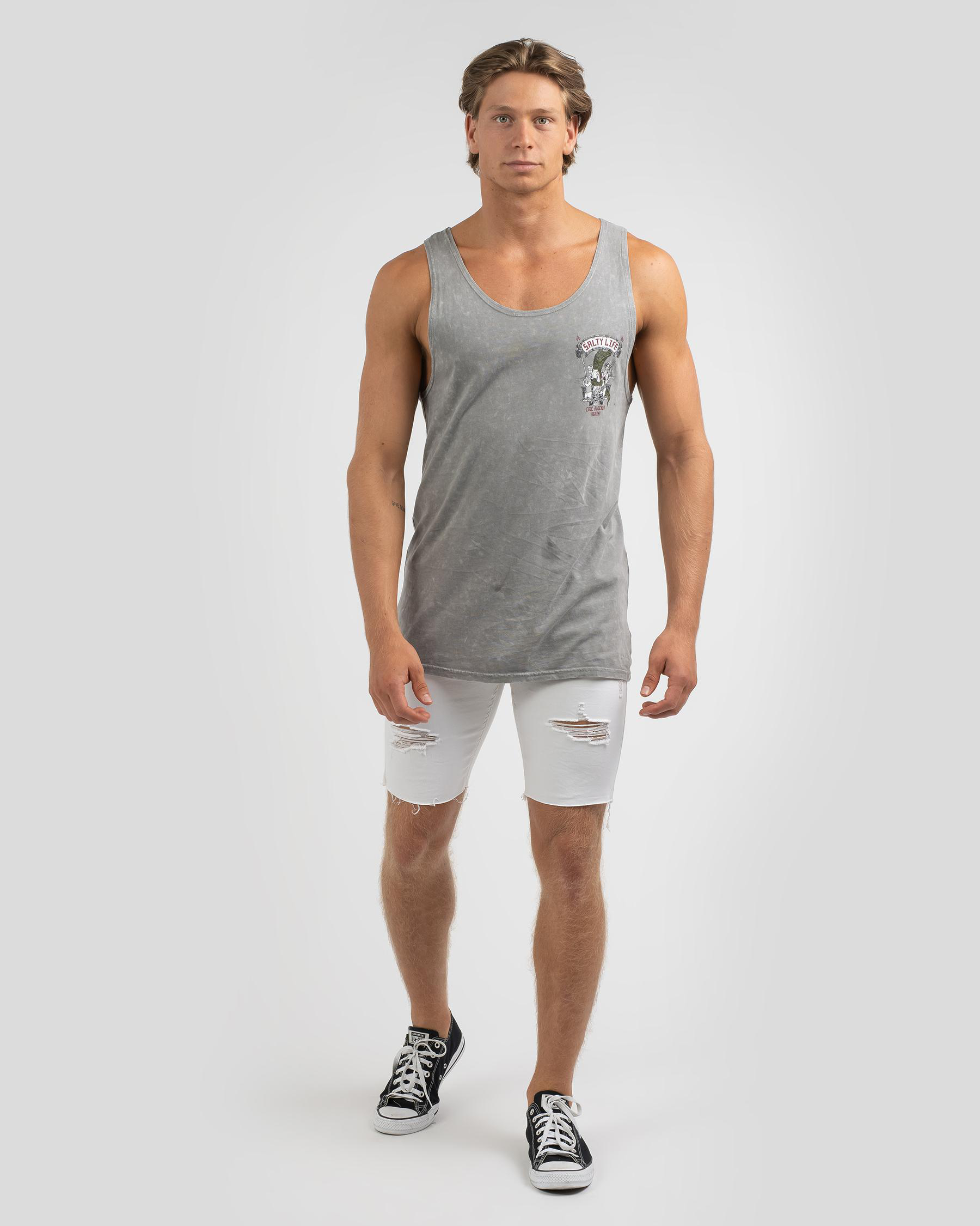Shop Salty Life Croc Block Singlet In Lt Grey Acid - Fast Shipping ...