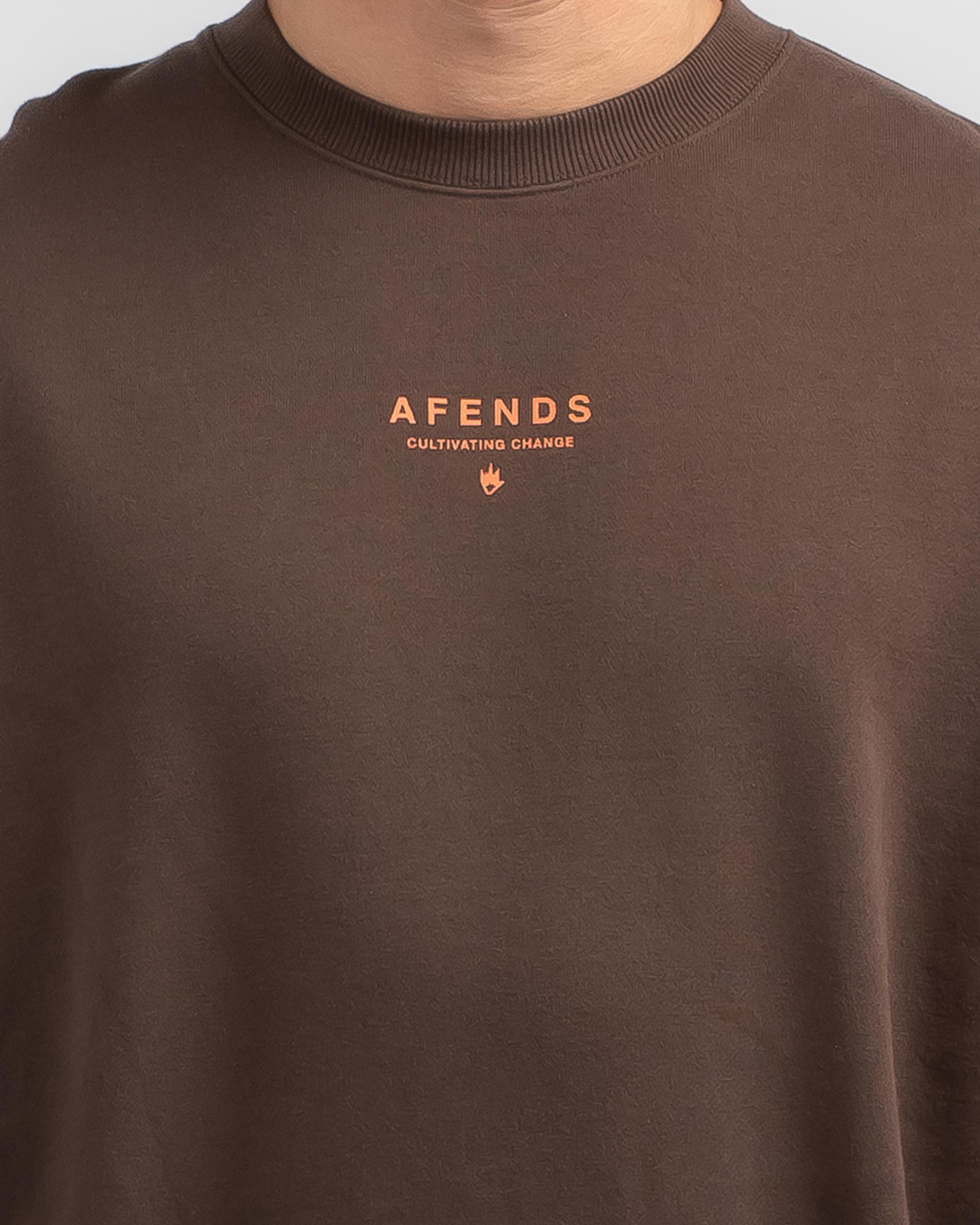 Shop Afends Space Crew Neck Sweatshirt In Coffee - Fast Shipping & Easy ...