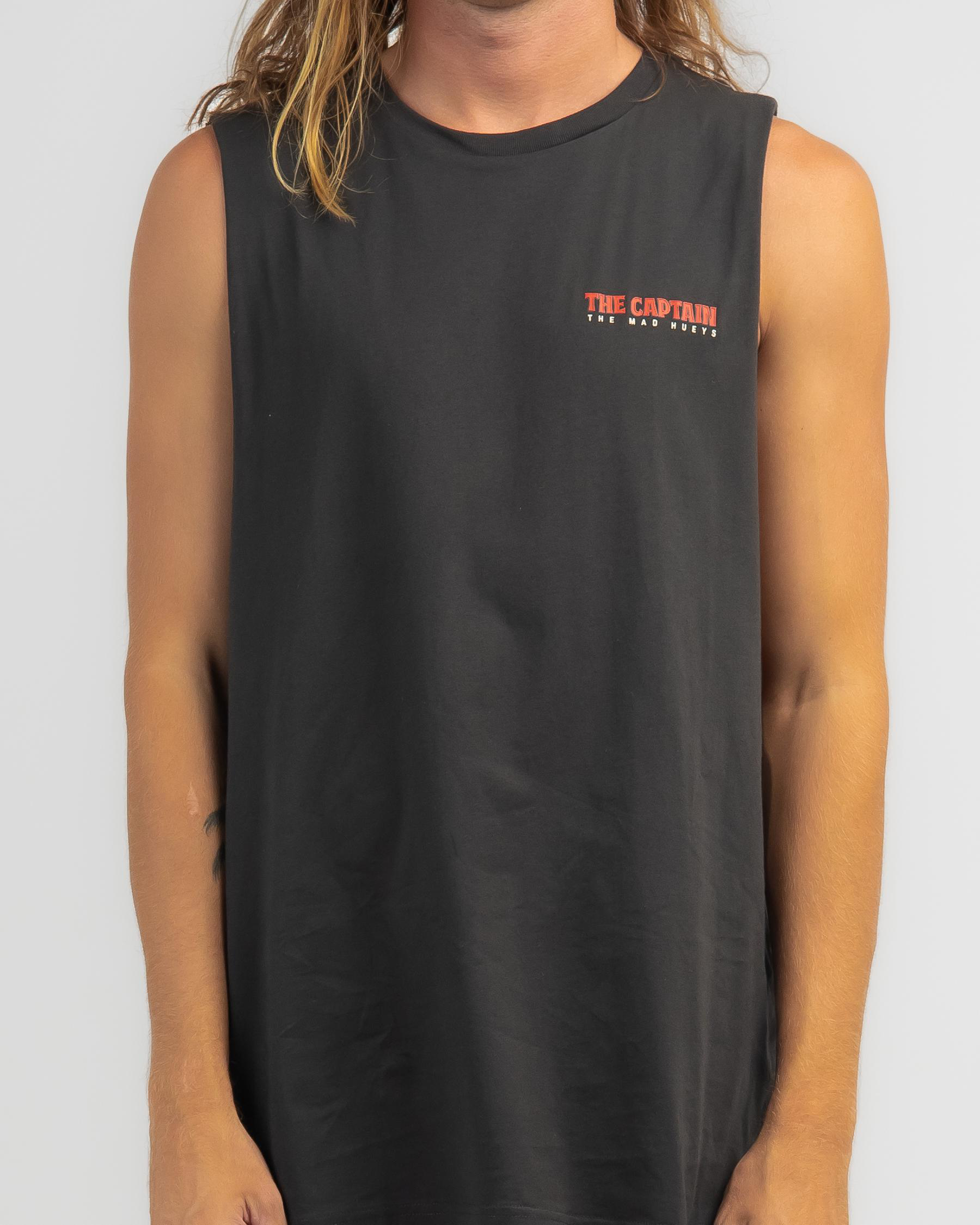 Shop The Mad Hueys Captain Wheel Muscle Tank In Vintage Black - Fast ...
