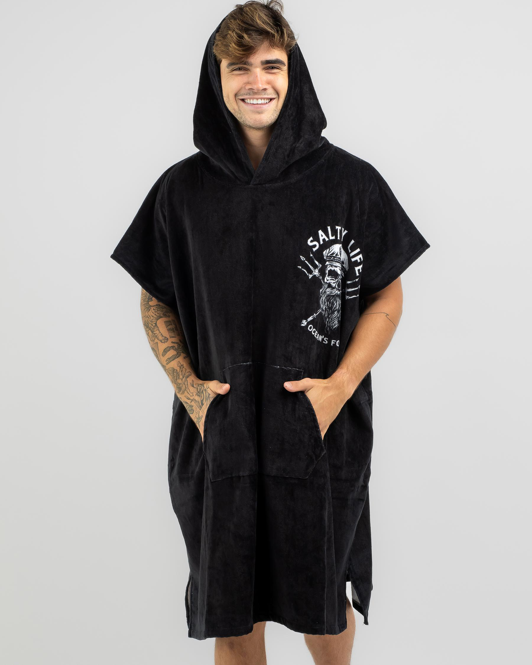 Shop Salty Life Oceans Hooded Towel In Black - Fast Shipping & Easy ...