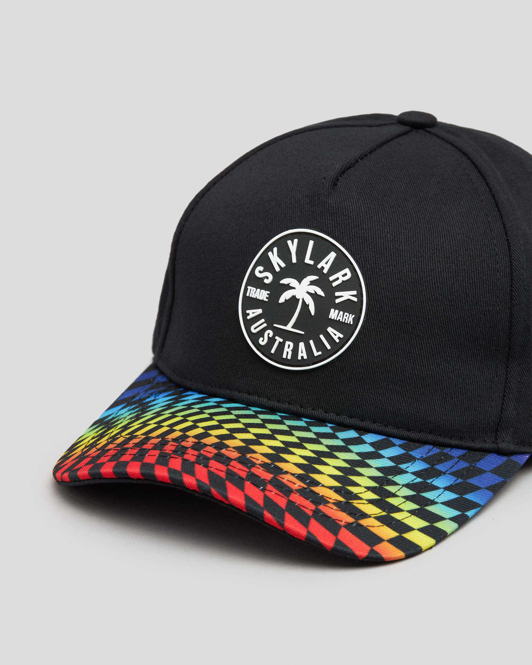 Shop Skylark Boys' Check Side Snapback Cap In Black - Fast Shipping ...