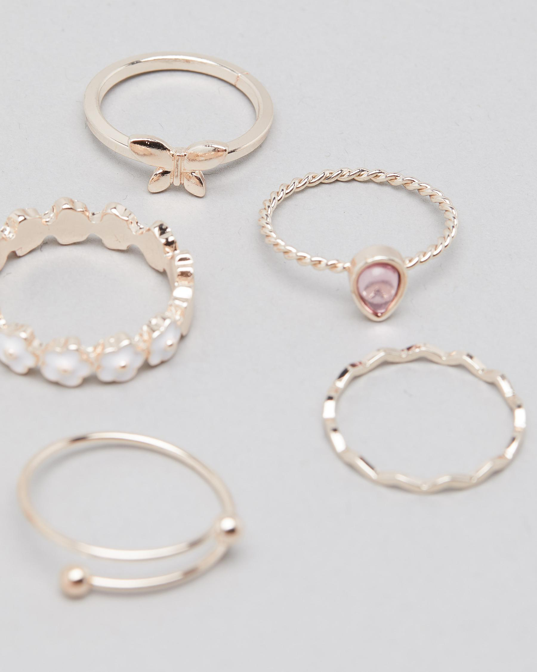 Shop Karyn In LA Jojo Ring Pack In Light Rose Gold/pink - Fast Shipping ...