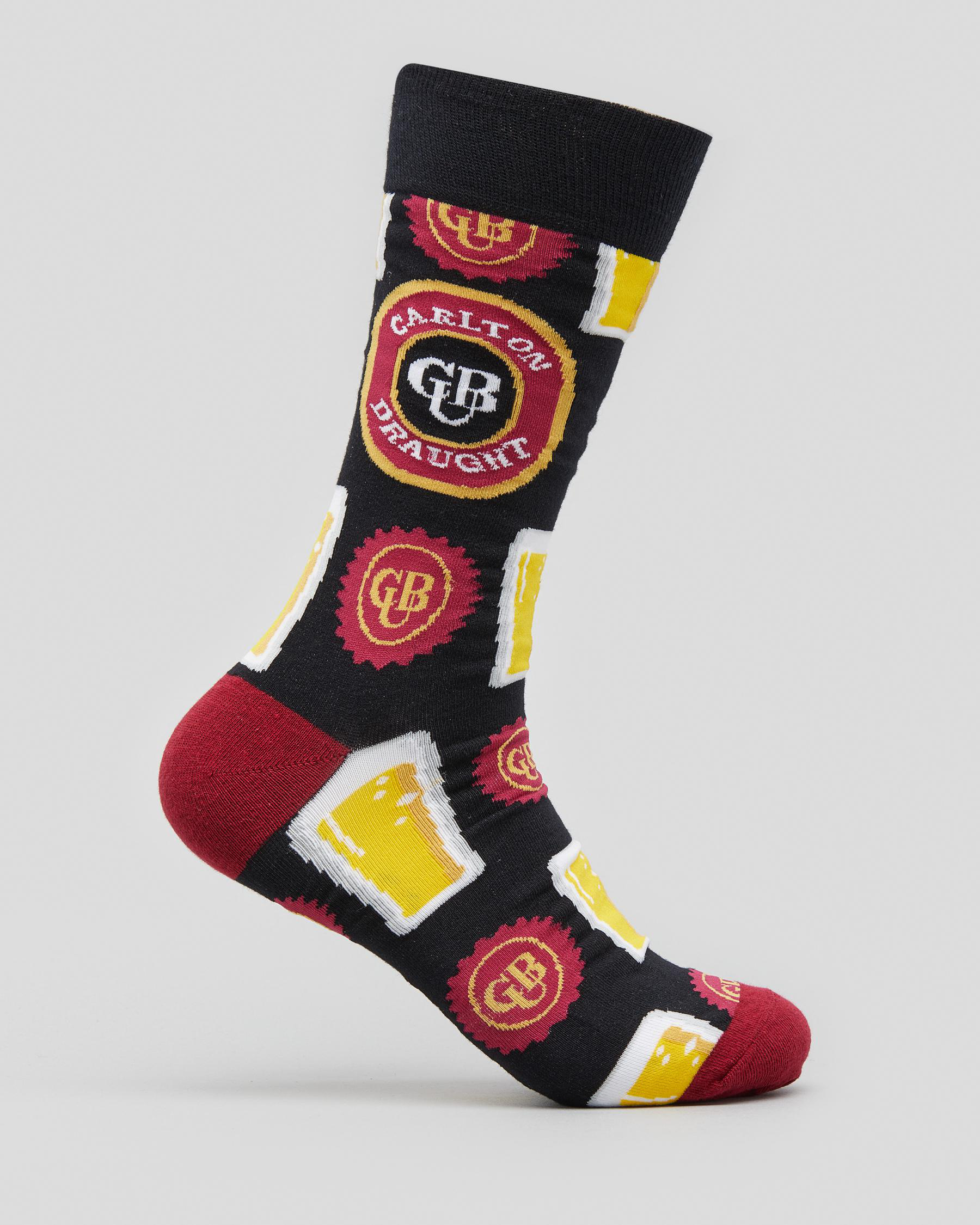 Shop FOOT-IES Carlton Draught Top Glass Socks In Black - Fast Shipping ...