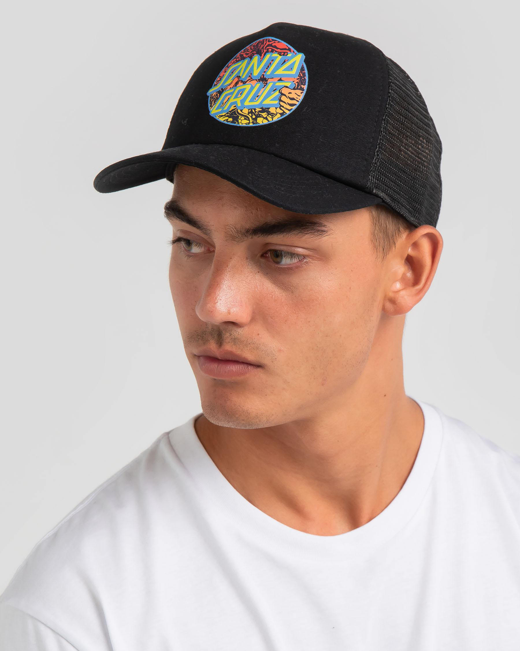 Shop Santa Cruz Roskopp Dot Trucker Cap In Black - Fast Shipping & Easy ...