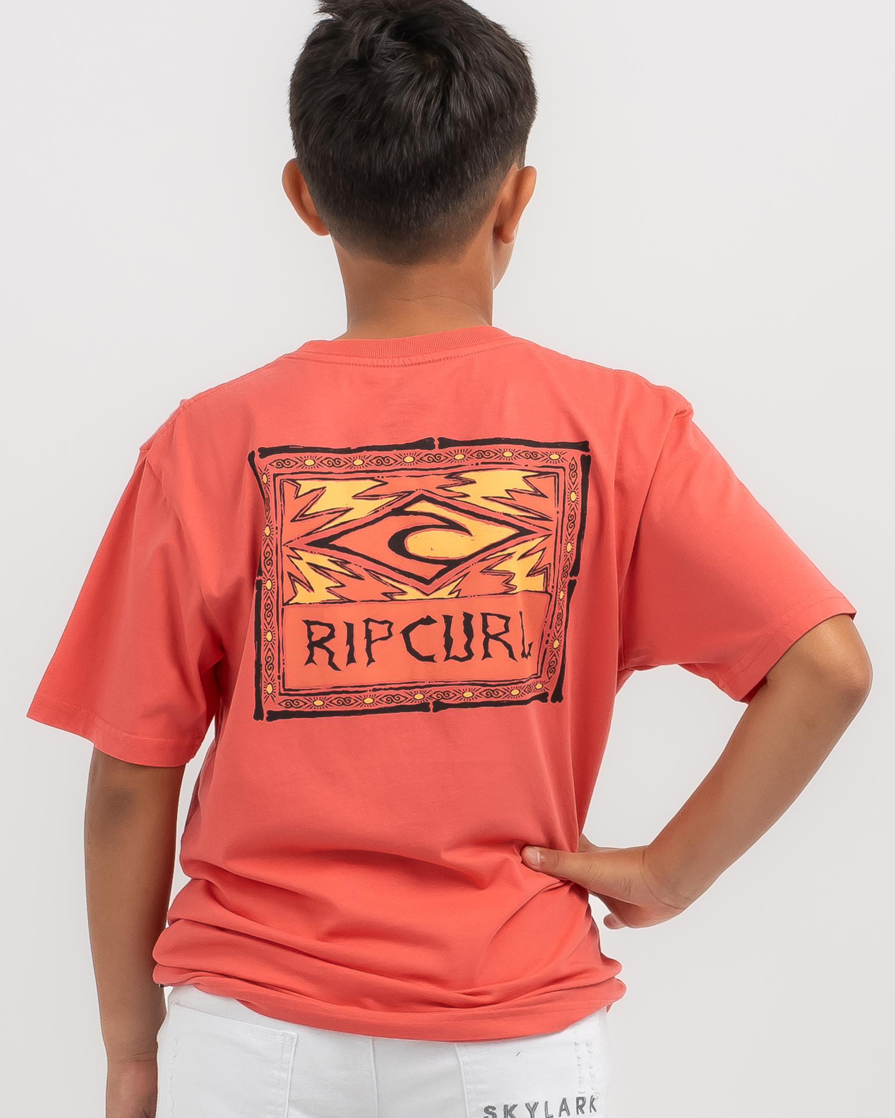 Shop Rip Curl Boys' Lost Islands Logo T-Shirt In Hot Coral - Fast ...