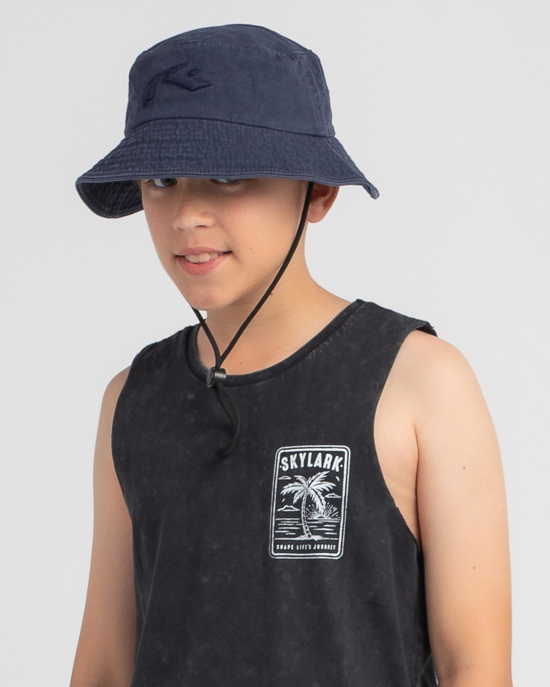 Shop Rusty Boys' Comp Wash Bucket Hat In Navy Blue - Fast Shipping ...