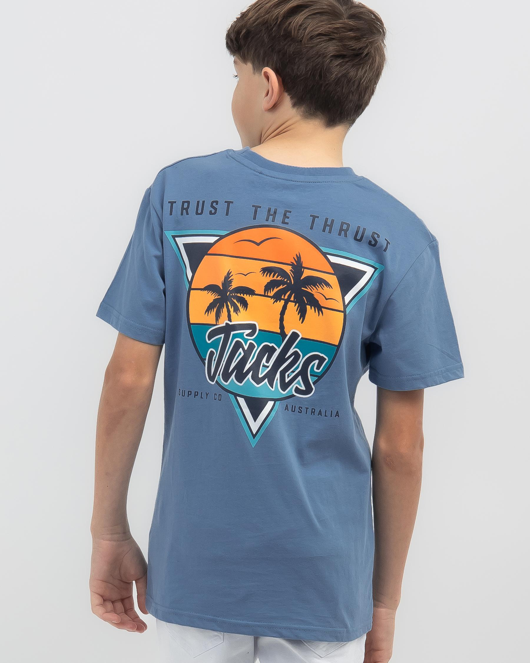 Shop Jacks Boys' Line Up T-Shirt In Slate Blue - Fast Shipping & Easy ...