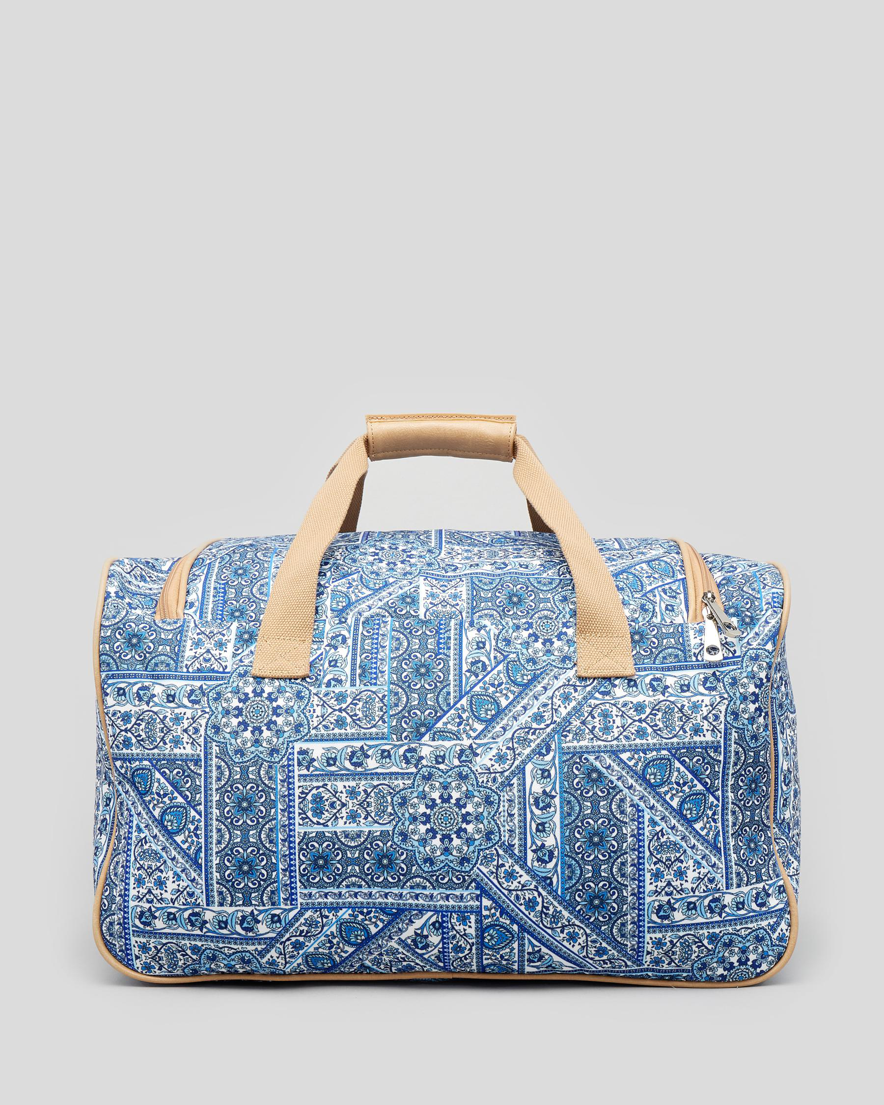 Shop Mooloola Aurelia Overnight Bag In White/blue - Fast Shipping ...