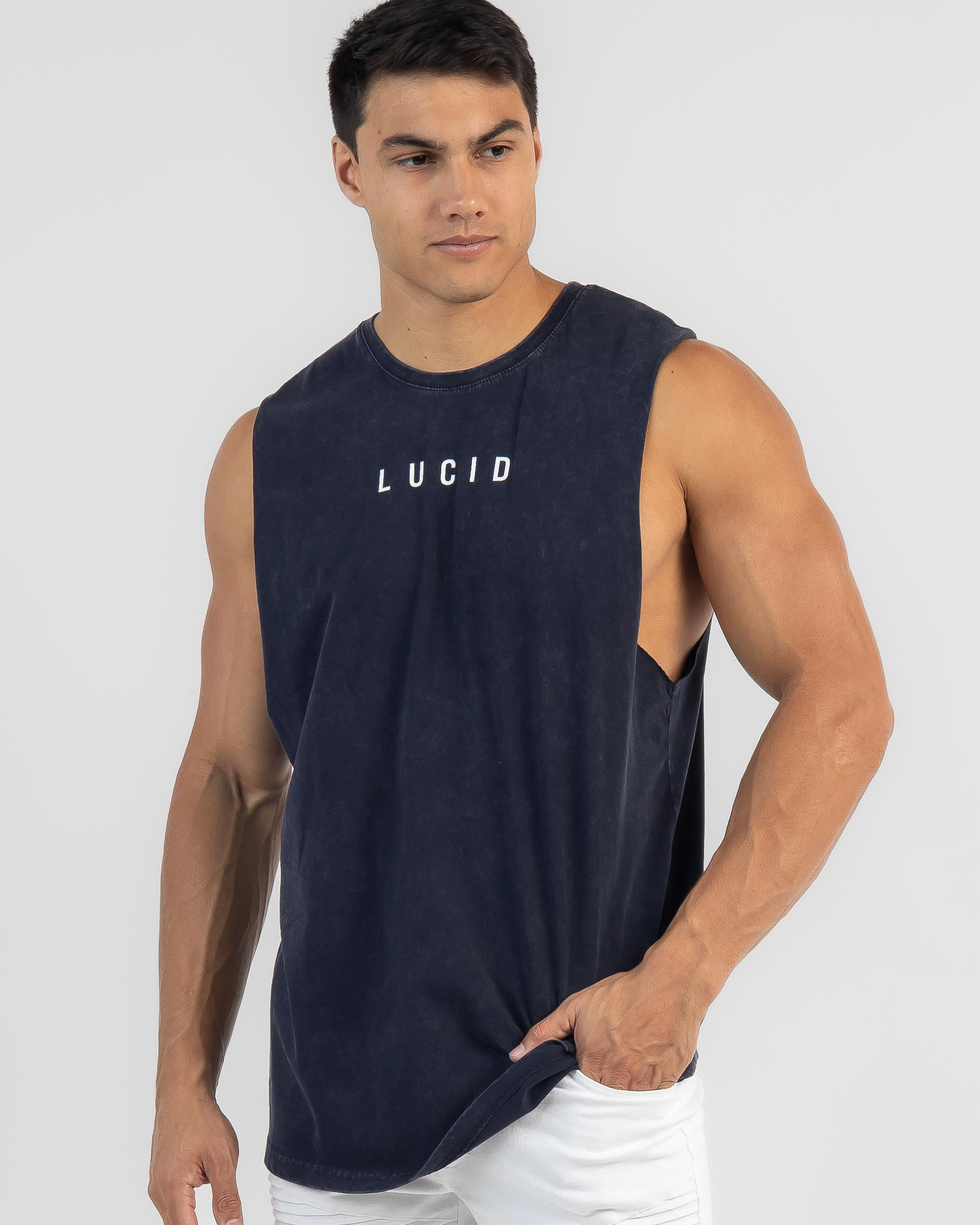 Shop Lucid Wreckage Muscle Tank In Navy Acid - Fast Shipping & Easy ...