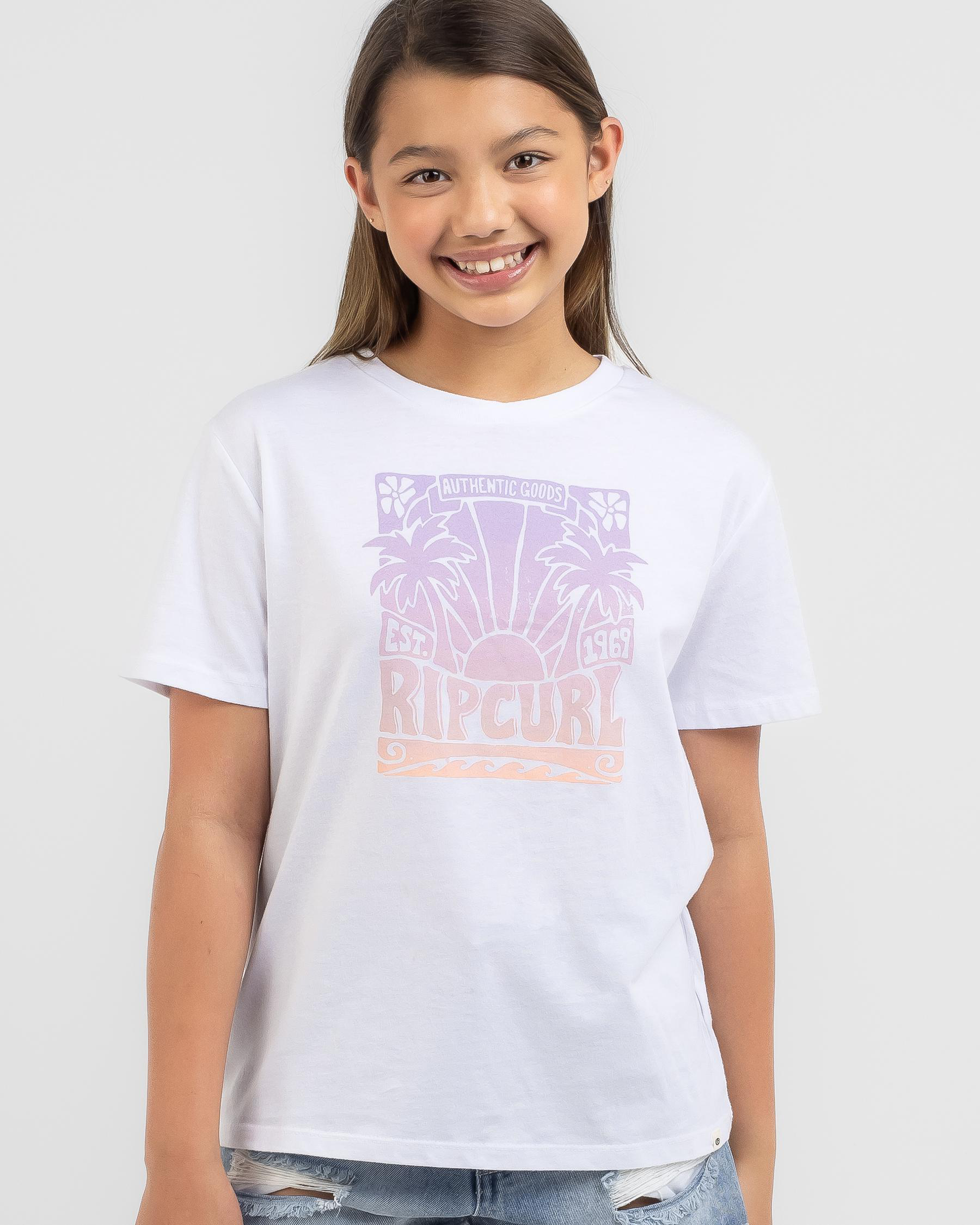 Shop Rip Curl Girls' Surf Check T-Shirt In Optical White - Fast ...