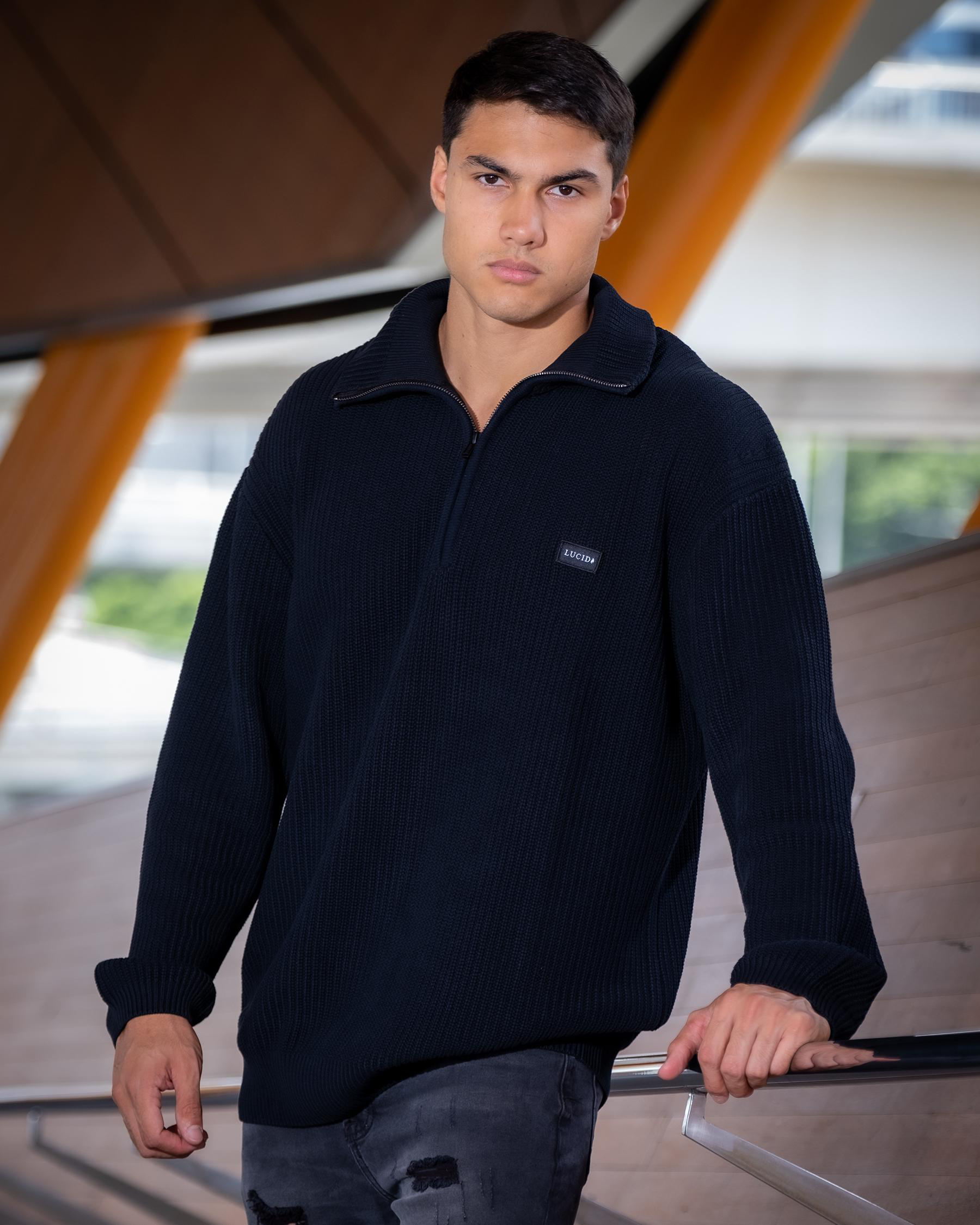 Shop Lucid Quad Knit Jumper In Black - Fast Shipping & Easy Returns ...