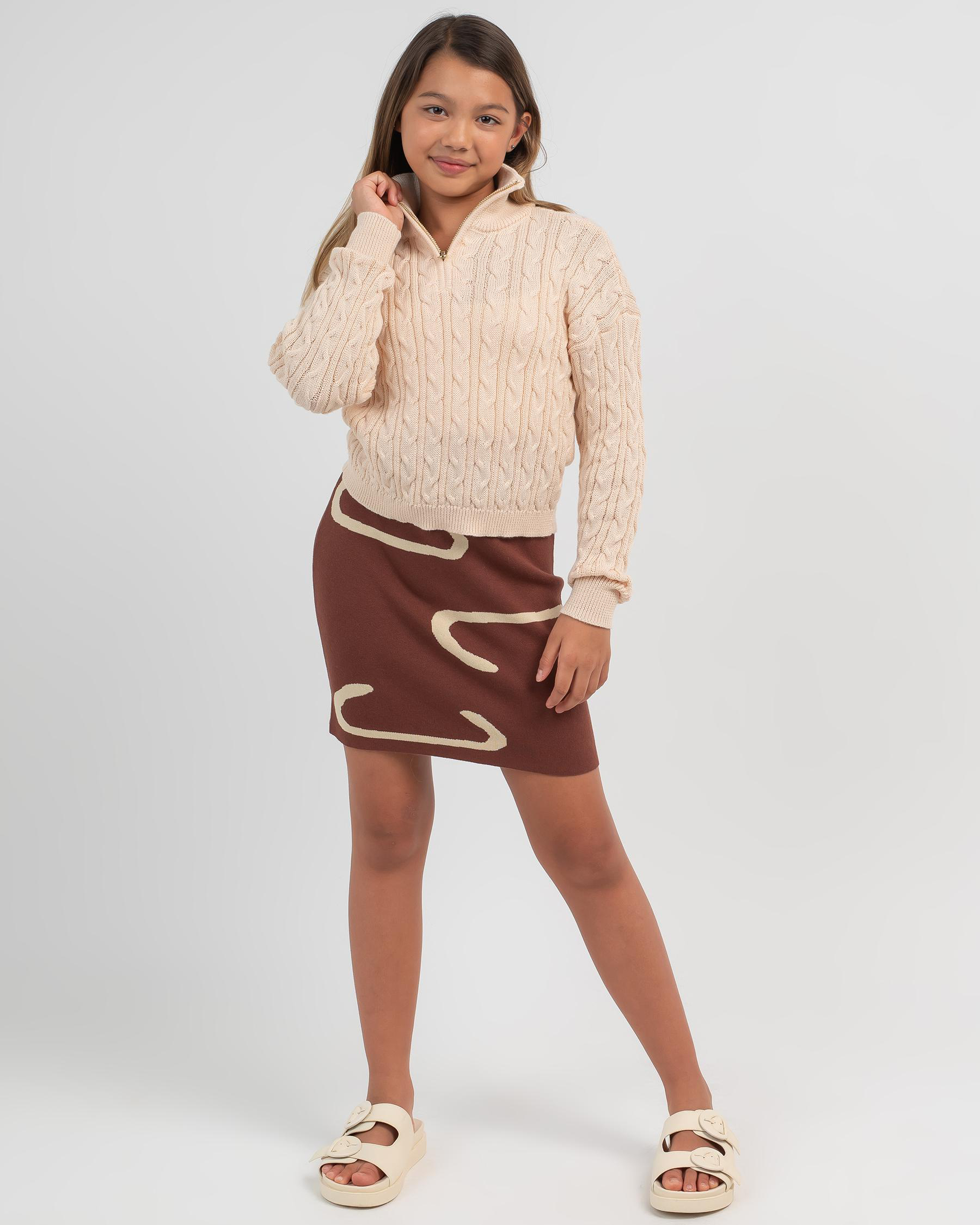 Shop Mooloola Girls' Hamptons Knit Jumper In Seashell - Fast Shipping ...