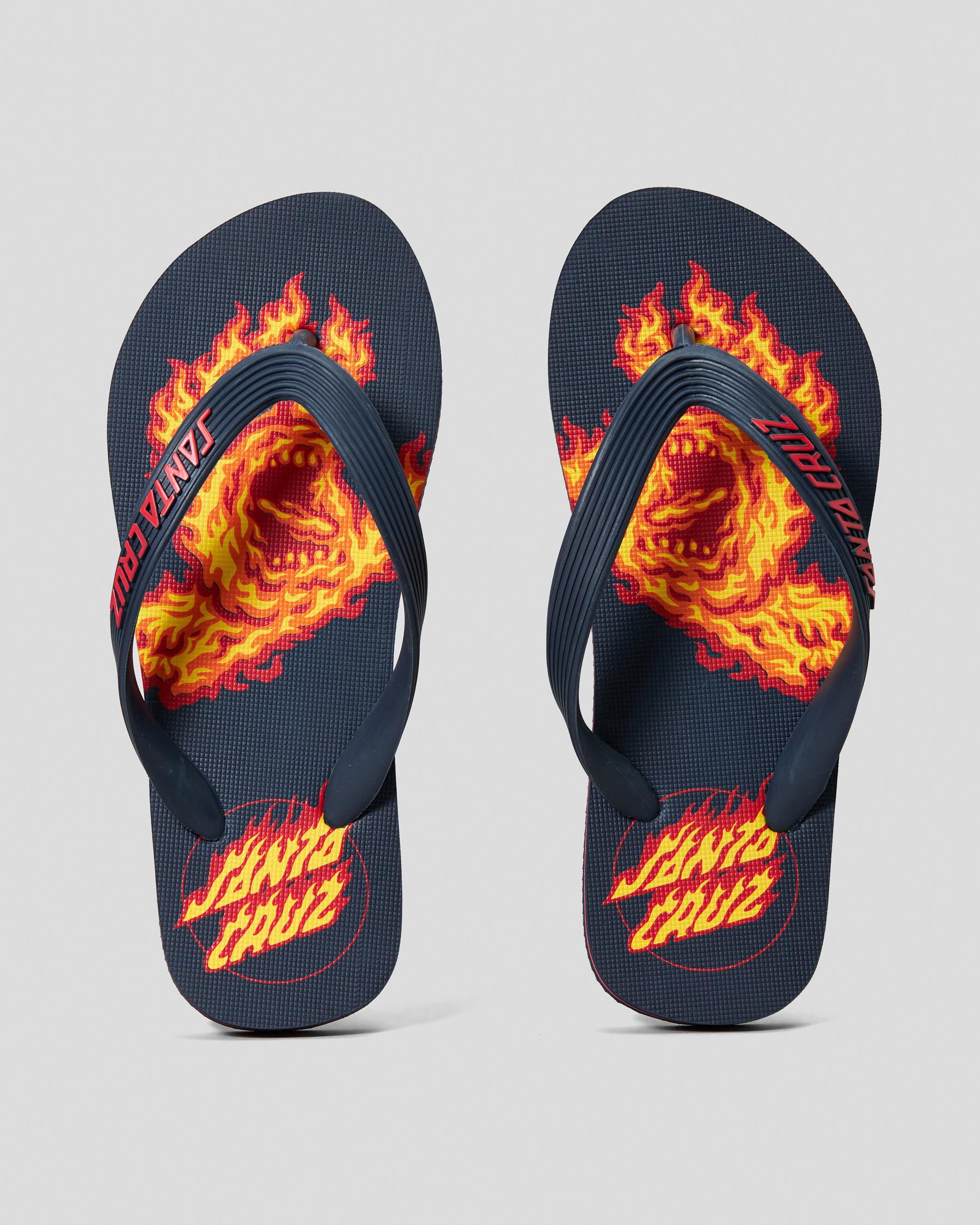 Shop Santa Cruz Boys' Flamed Not A Dot Thongs In Navy - Fast Shipping ...