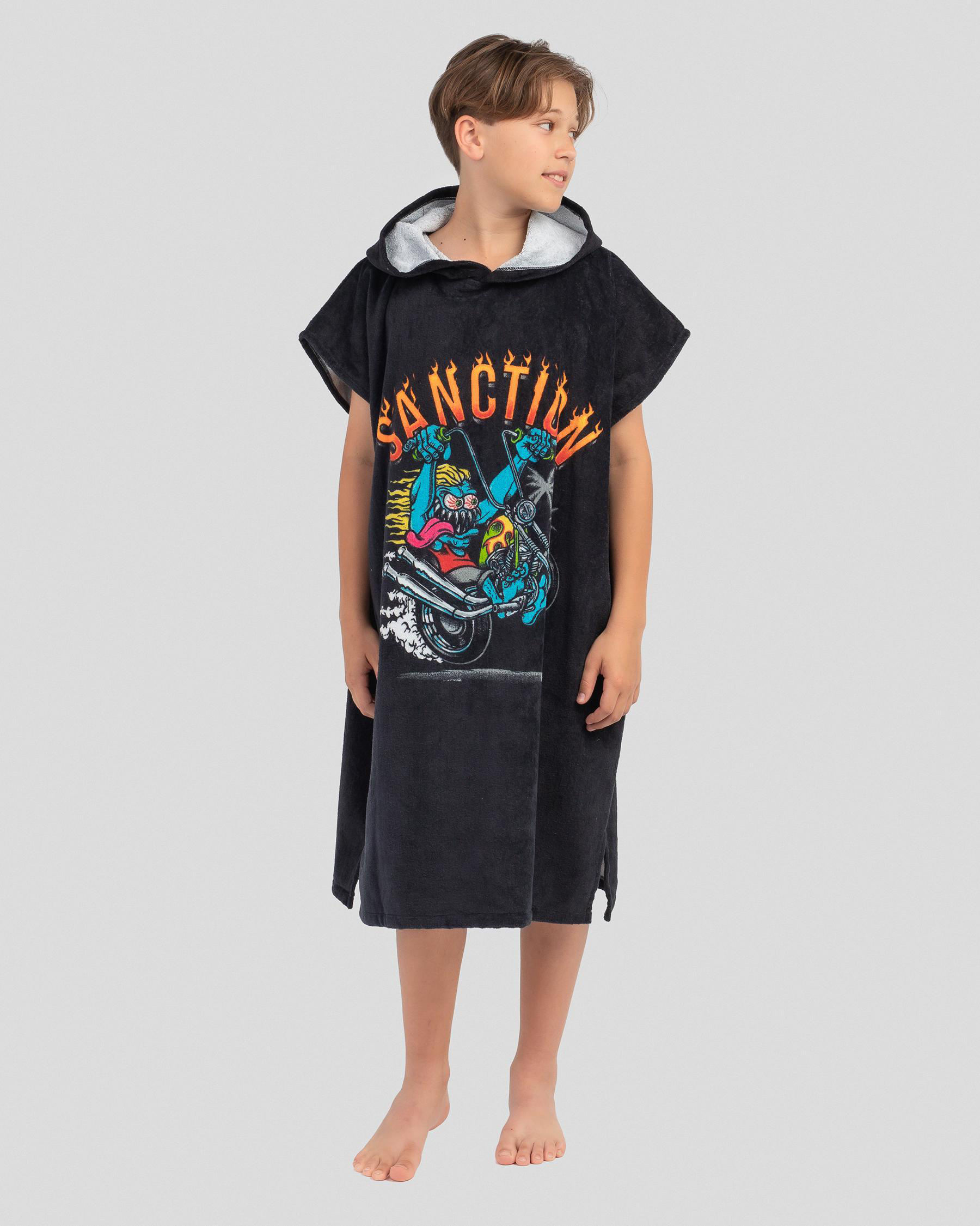 Shop Sanction Boys' Chopper Hooded Towel In Black - Fast Shipping ...