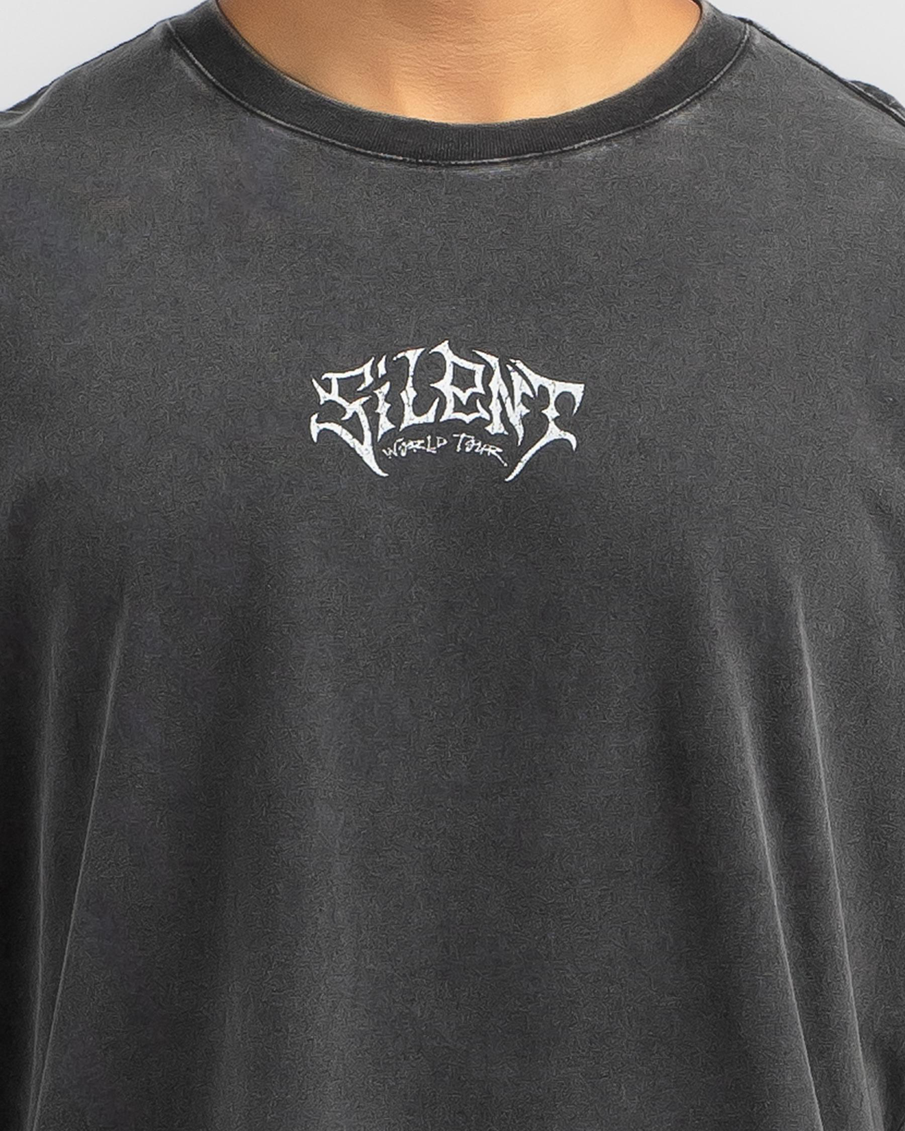 Shop Silent Theory World Tour T-Shirt In Washed Black - Fast Shipping ...