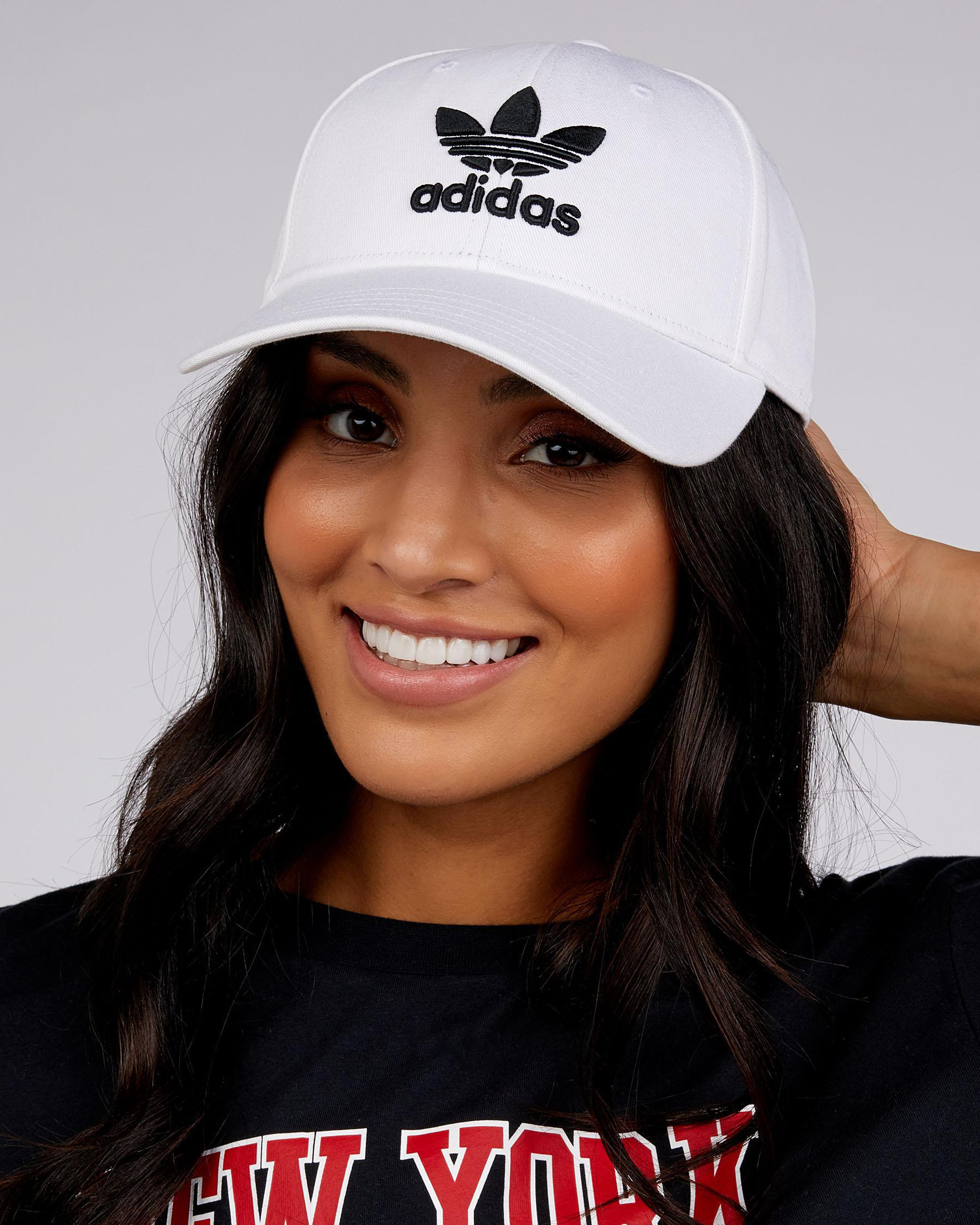 Shop adidas Classic Trefoil Cap In White/black - Fast Shipping & Easy ...