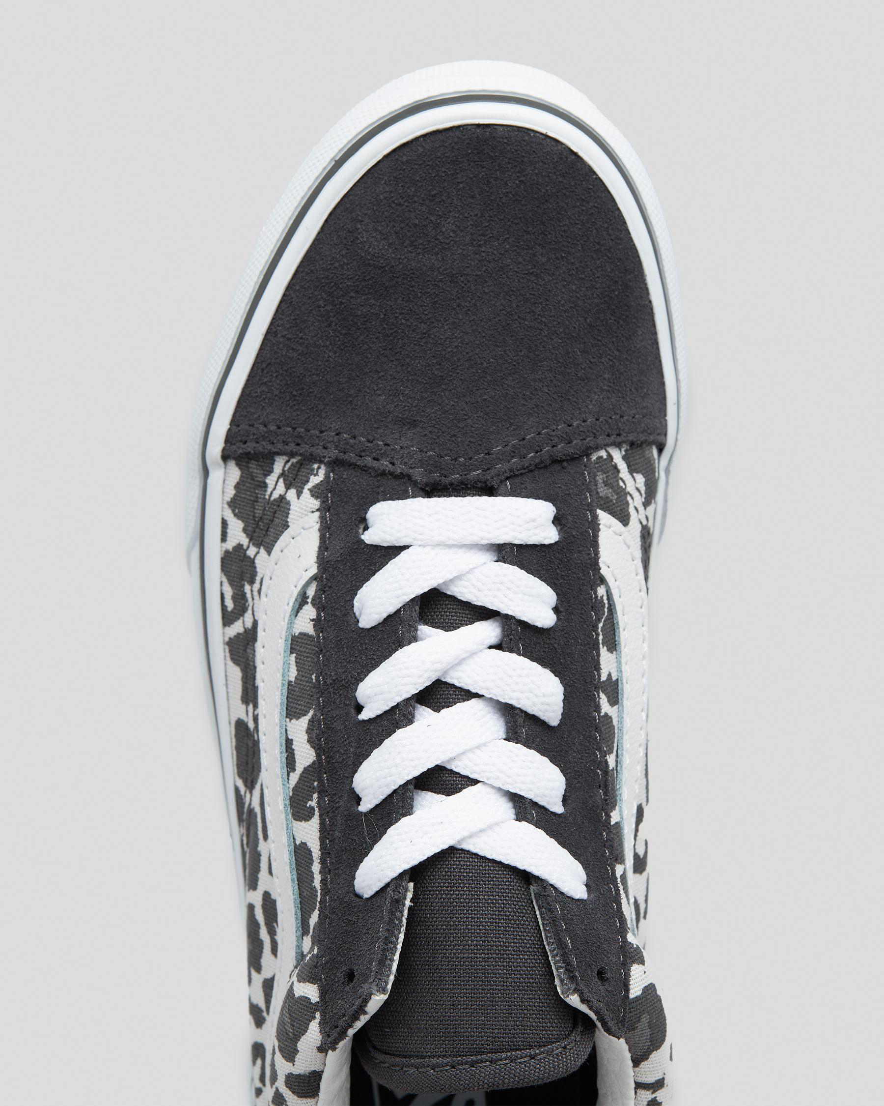 Shop Vans Girls' Old Skool Shoes In Snow Leopard Asphalt - Fast ...