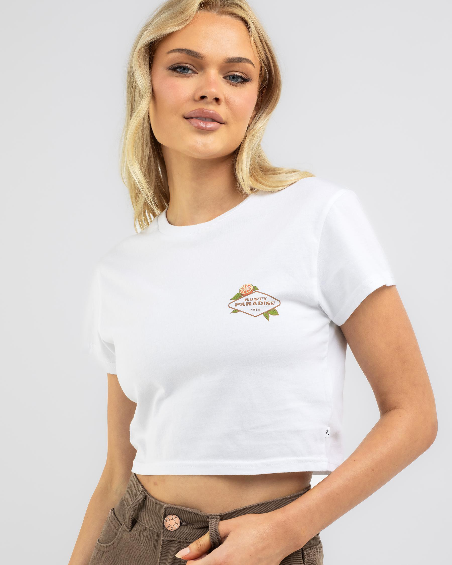 Shop Rusty Paradise Organic Baby Tee In White - Fast Shipping & Easy ...