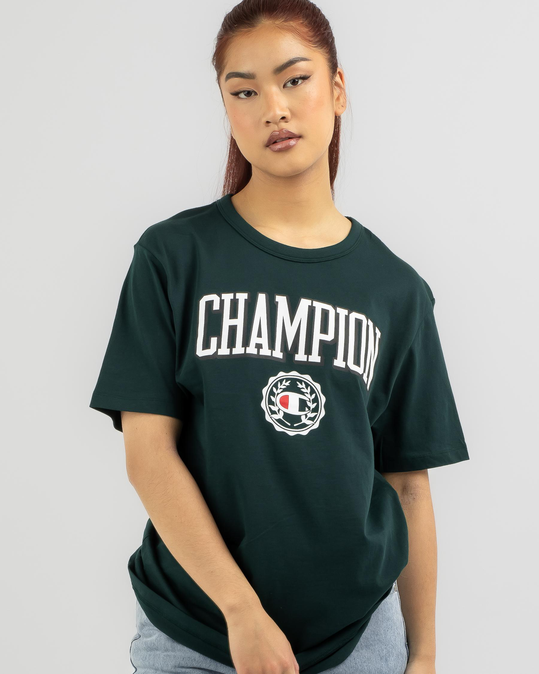 Shop Champion Champion Graphic T-Shirt In Midfield Green - Fast ...