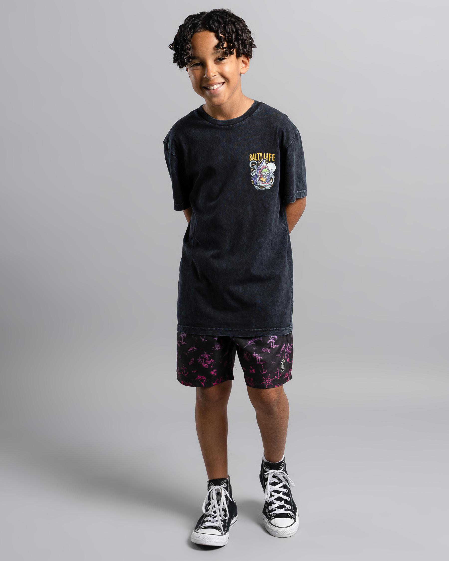 Shop Salty Life Boys' Snap T-Shirt In Navy Acid - Fast Shipping & Easy ...