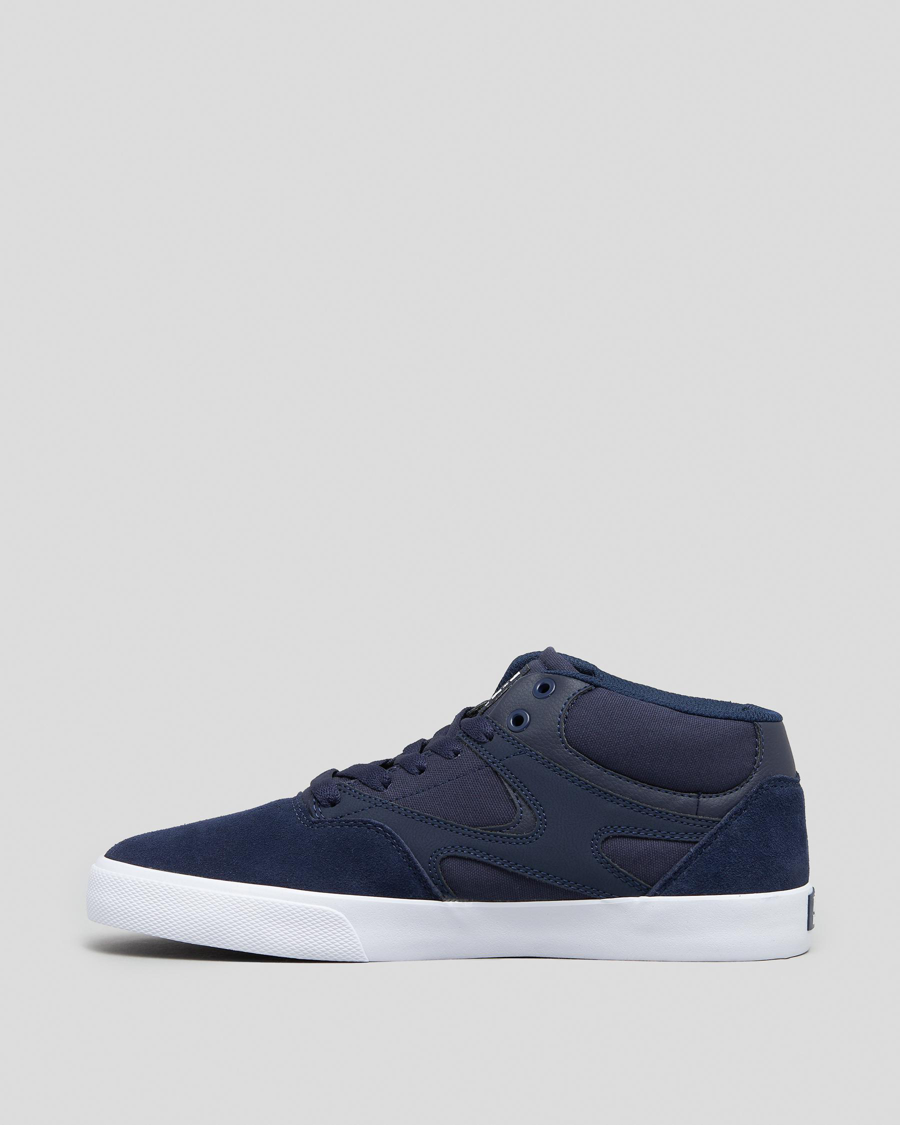 Shop DC Shoes Kalis Vulc Mid Shoes In Dark Navy - Fast Shipping & Easy ...