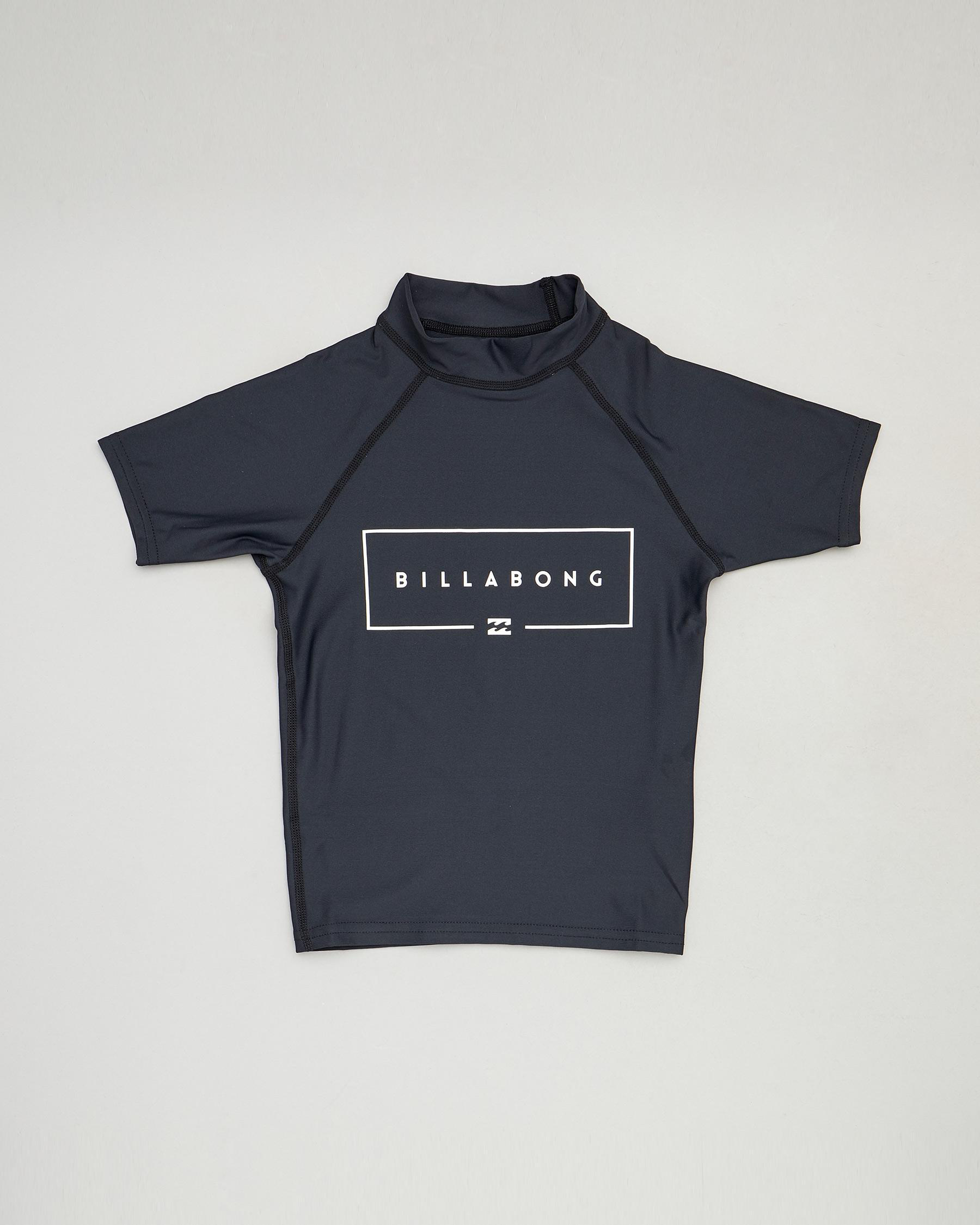 Billabong Groms' Union Short Sleeve Rash Vest In Black - FREE* Shipping ...