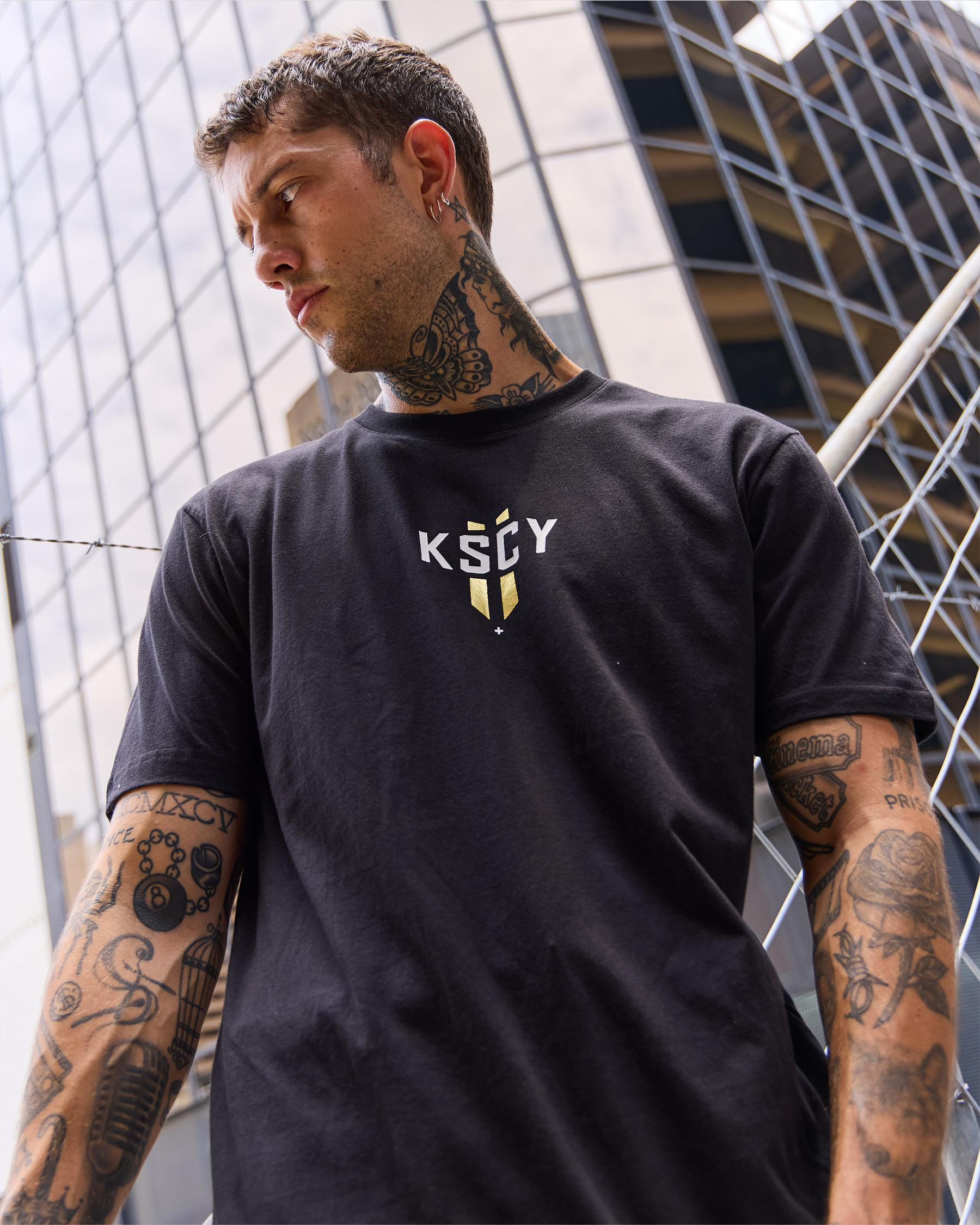 Shop Kiss Chacey Imperium Dual Curved T-Shirt In Jet Black - Fast ...