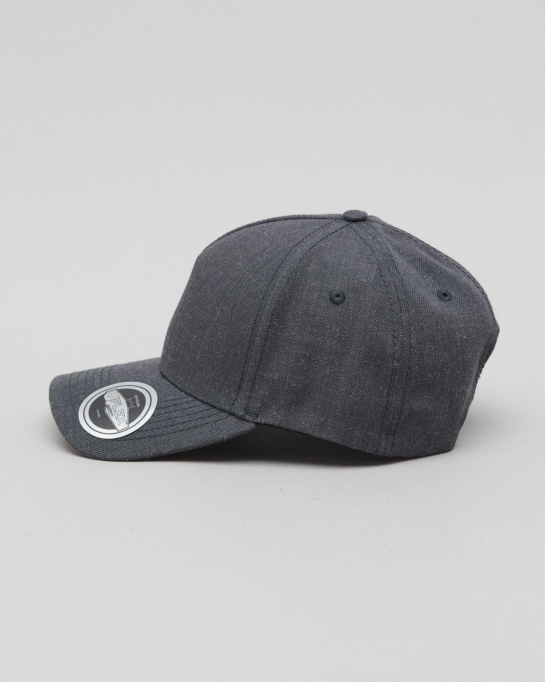 Shop UFlex 5 Panel Curved Peak Snapback Cap In Charcoal Melange - Fast ...