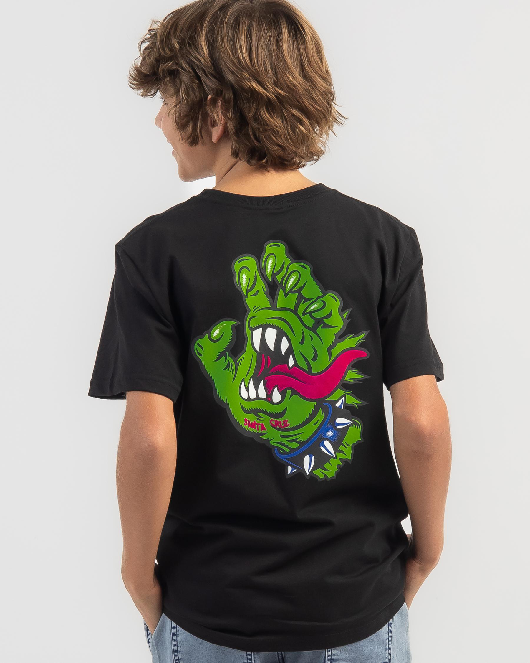Shop Santa Cruz Boys' Meek OG Slasher Hand T-Shirt In Black - Fast ...