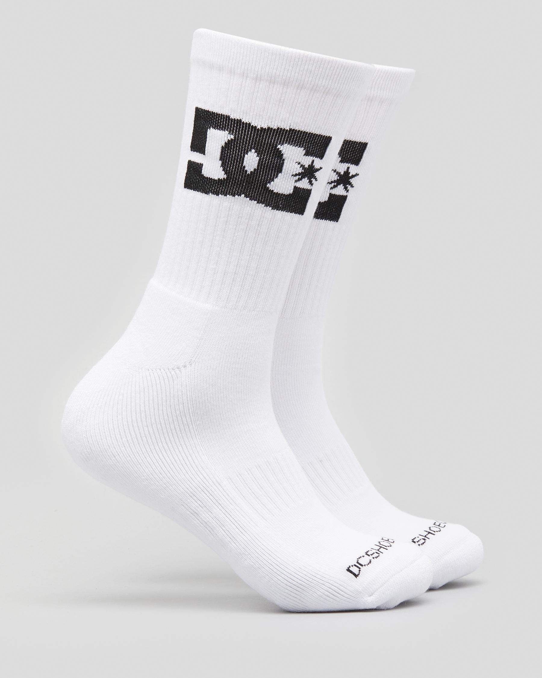 Shop DC Shoes DC Star Crew Socks 2 Pack In White - Fast Shipping & Easy ...