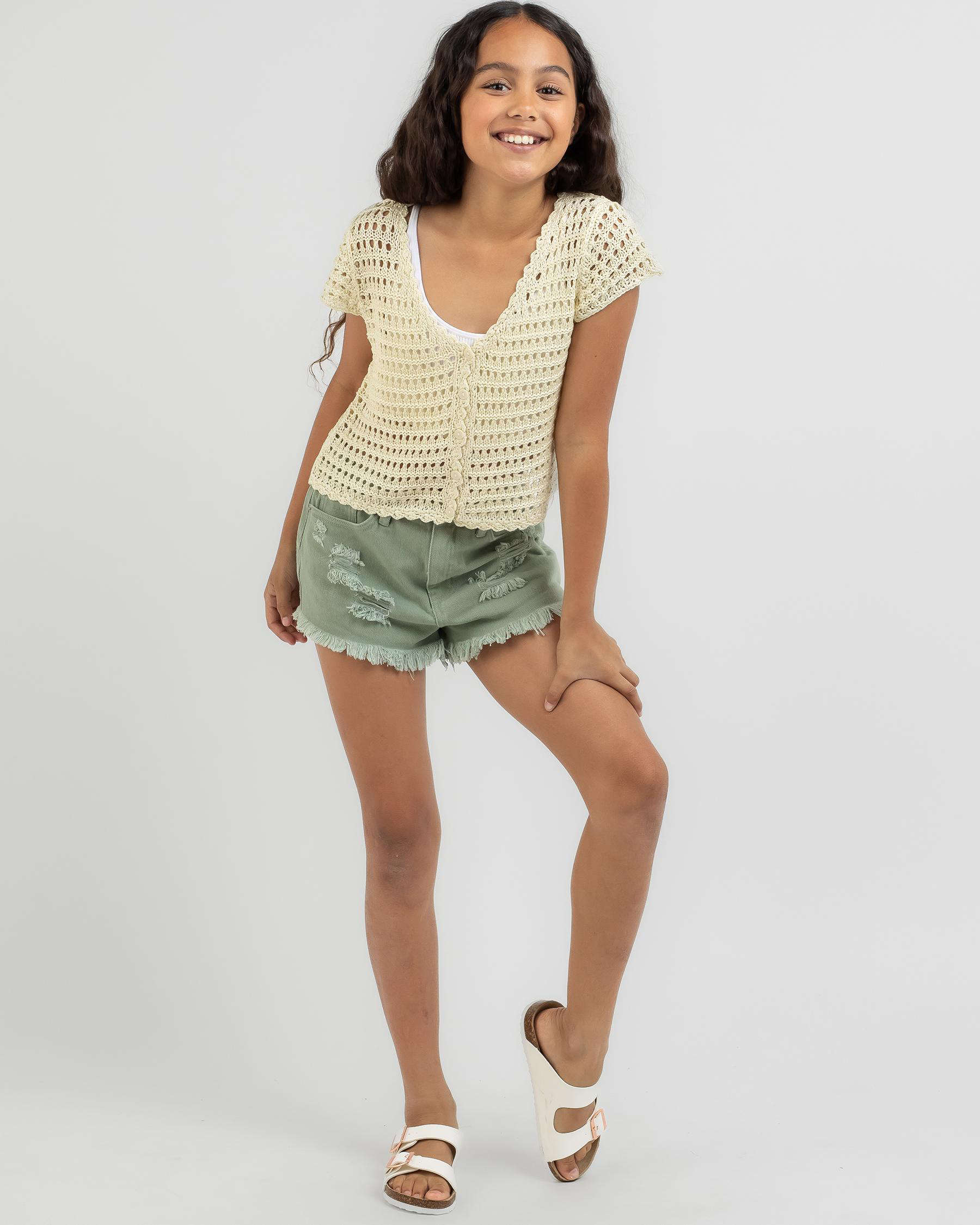 Shop Mooloola Girls' Burleigh Crochet Top In Seashell - Fast Shipping ...