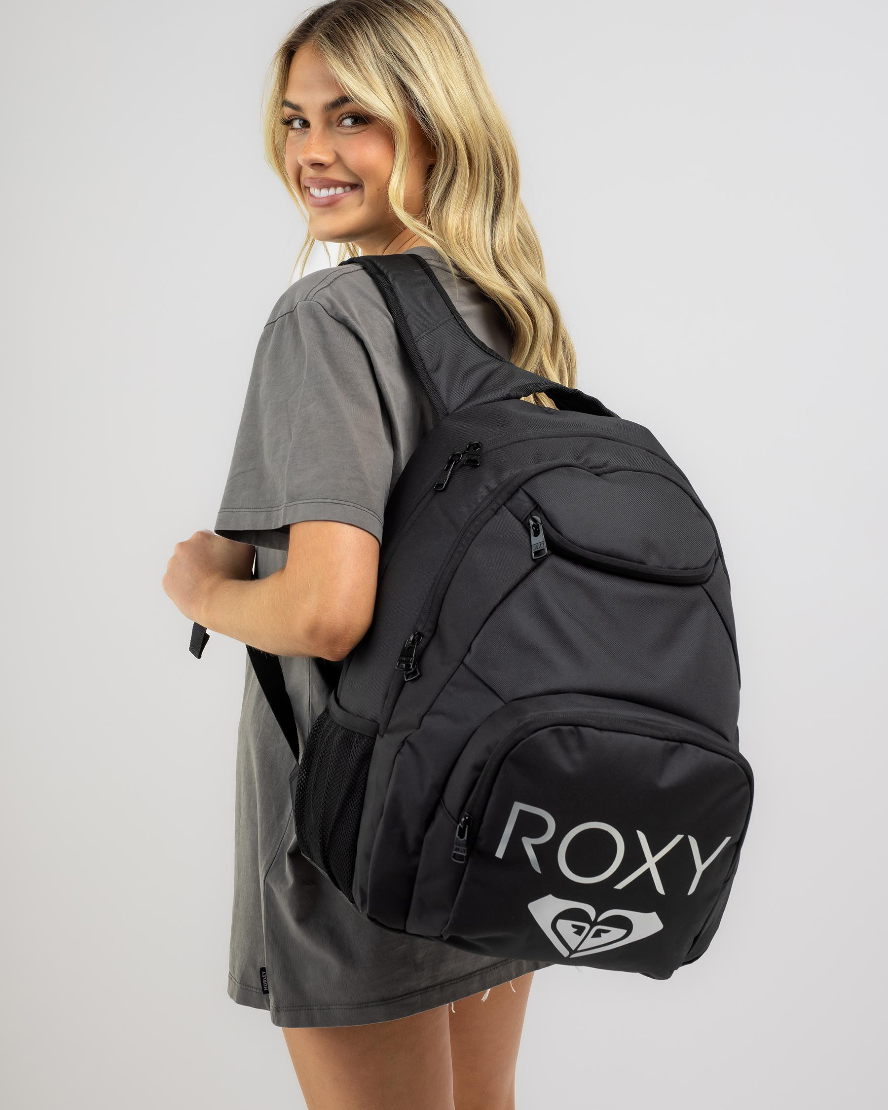 Shop Roxy Shadow Swell Solid Backpack In Anthracite - Fast Shipping ...