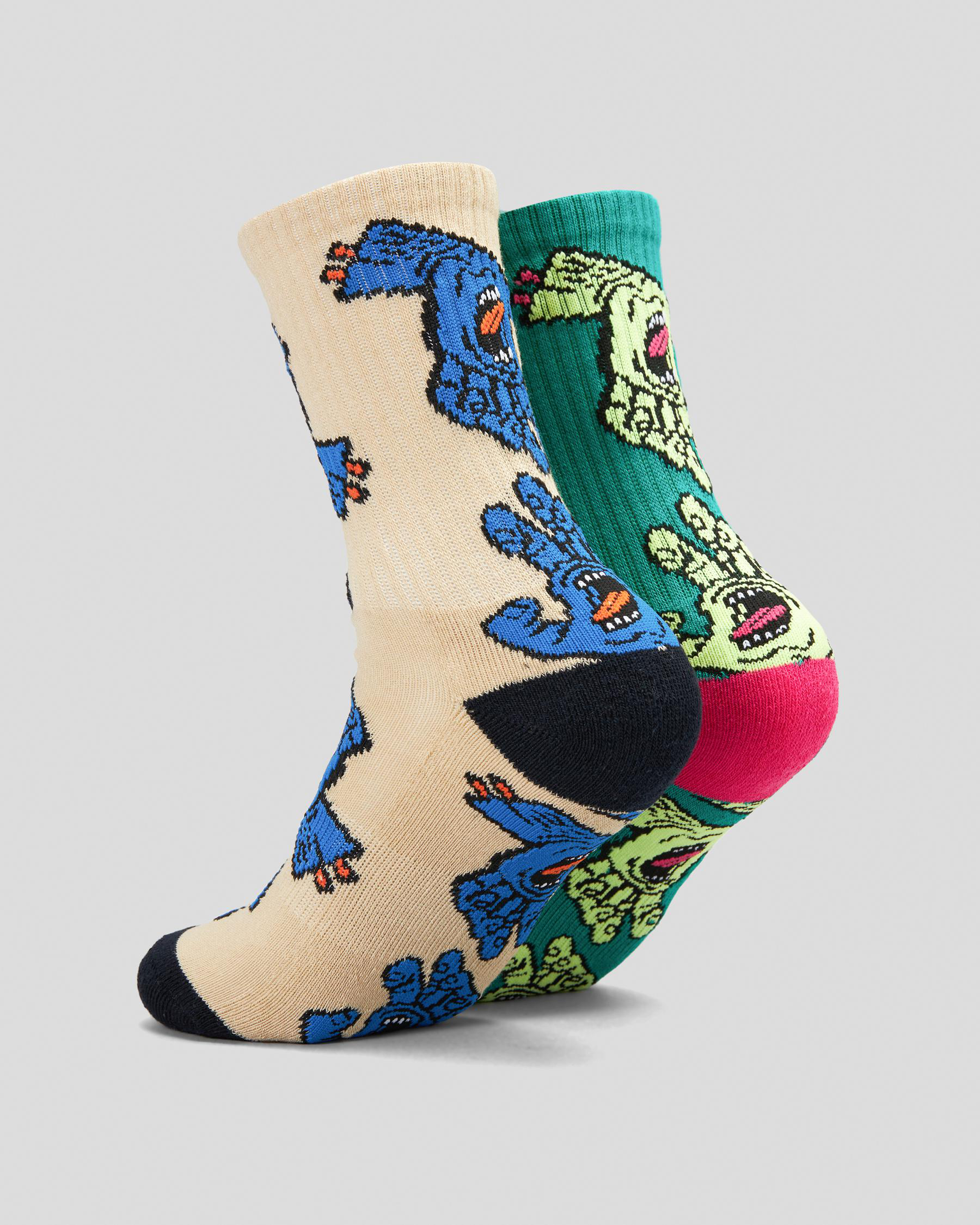 Shop Santa Cruz Boys' Crowded Hand Socks 2 Pack In Multi - Fast ...