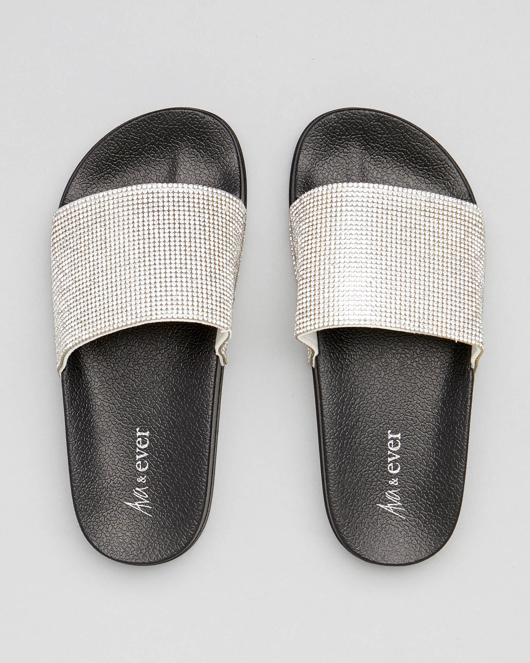 Shop Ava And Ever Girls Jewel Slide Sandals In Silver - Fast Shipping ...