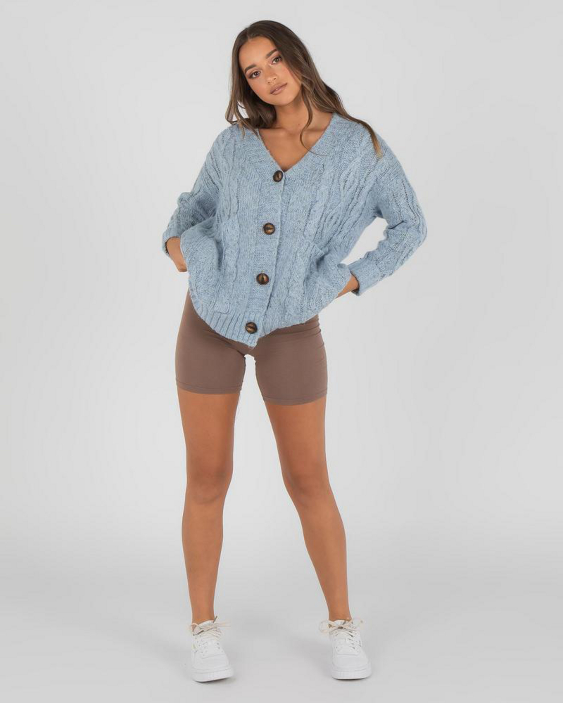 Shop Ava And Ever Remote Control Knit Cardigan In Blue Marle - Fast ...