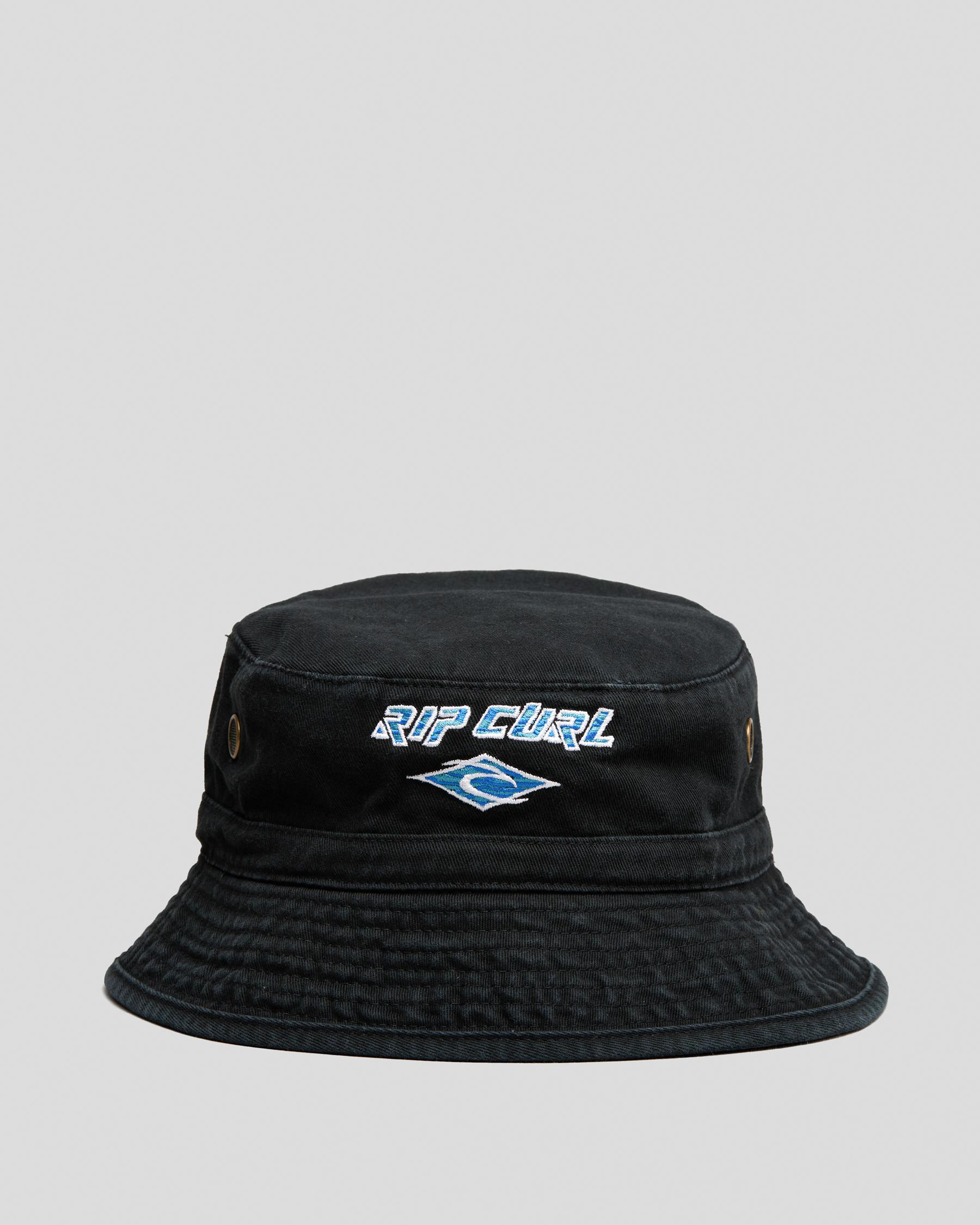 Shop Rip Curl Icons Mid Brim Hat In Washed Black - Fast Shipping & Easy ...