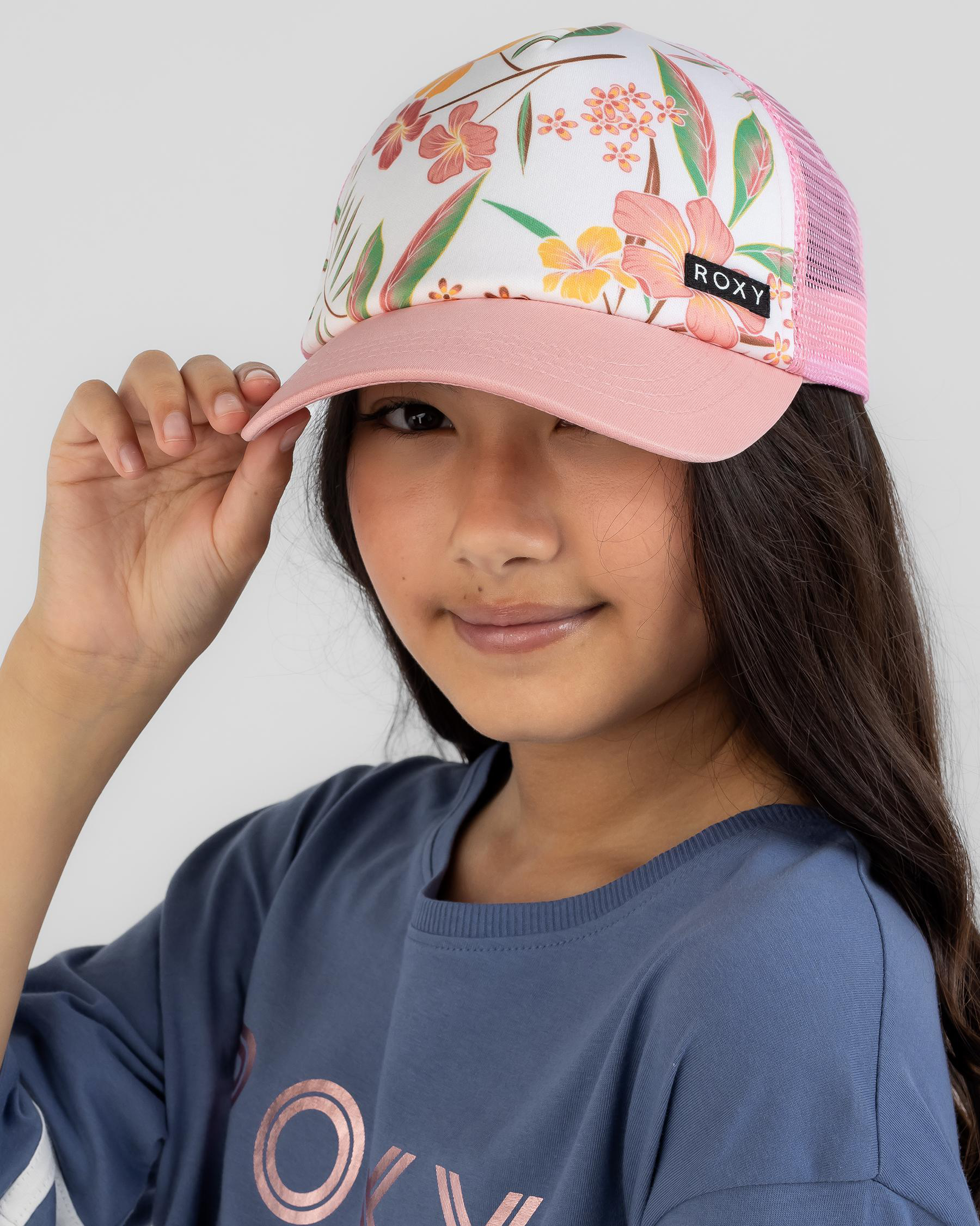 Shop Roxy Girls' Honey Coconut Trucker Cap In Bright White Chouarni ...