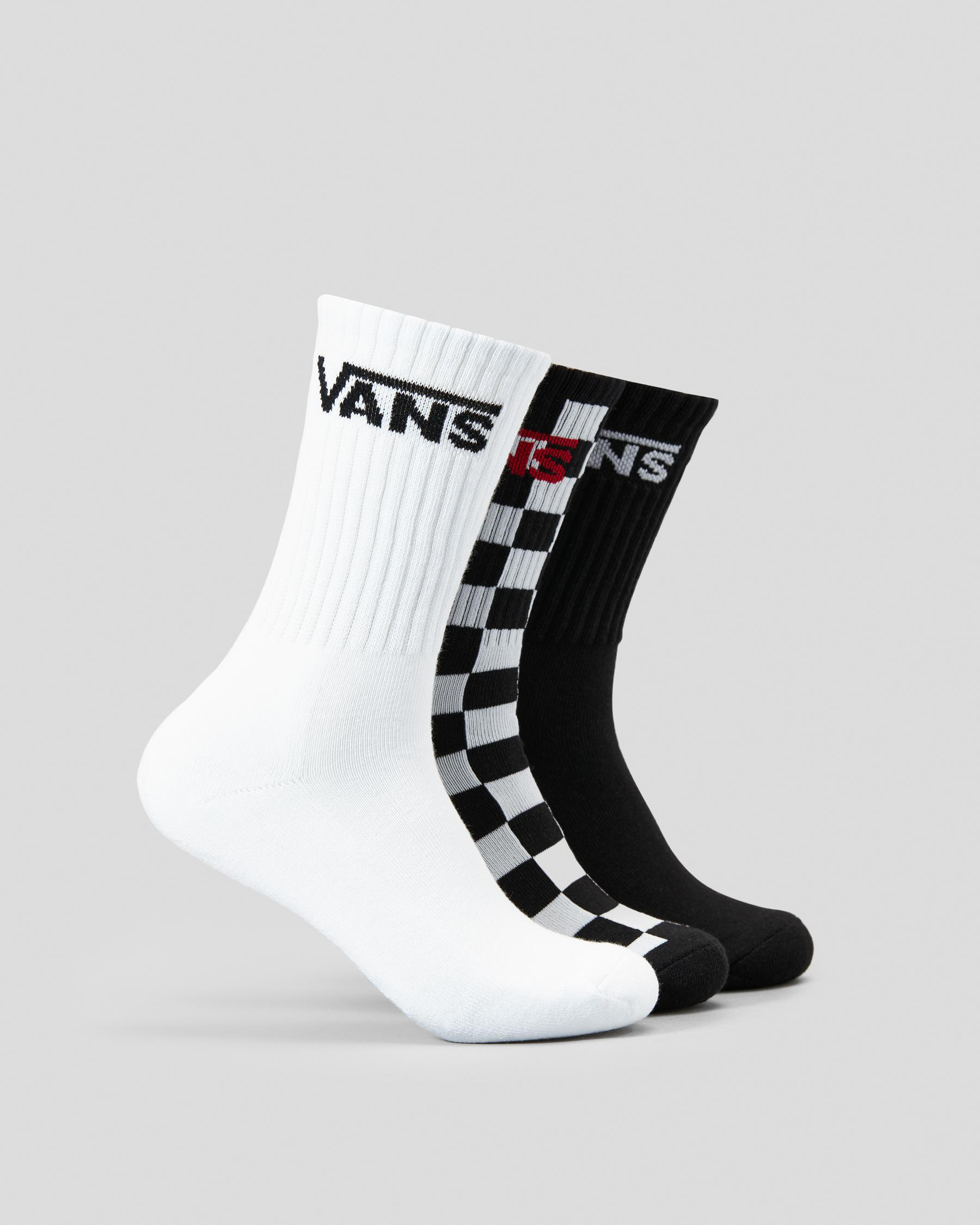 Shop Vans Boys' Classic Crew Socks In Black/white - Fast Shipping ...