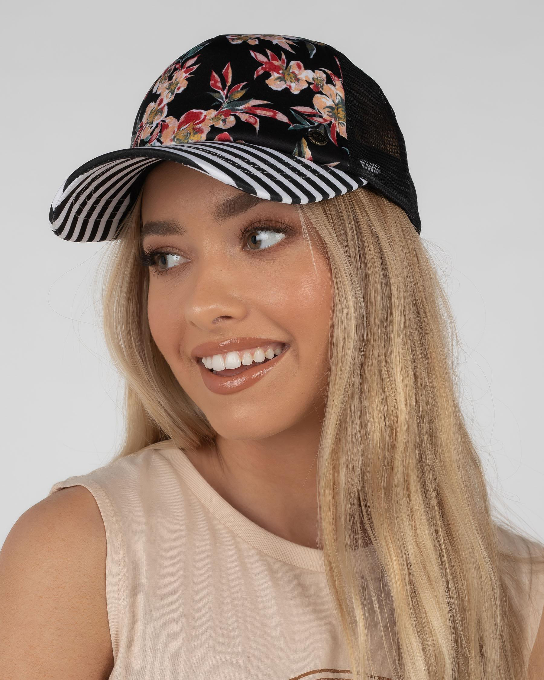 Shop Roxy Beautiful Morning Trucker Cap In Anthracite Wonder Garden ...