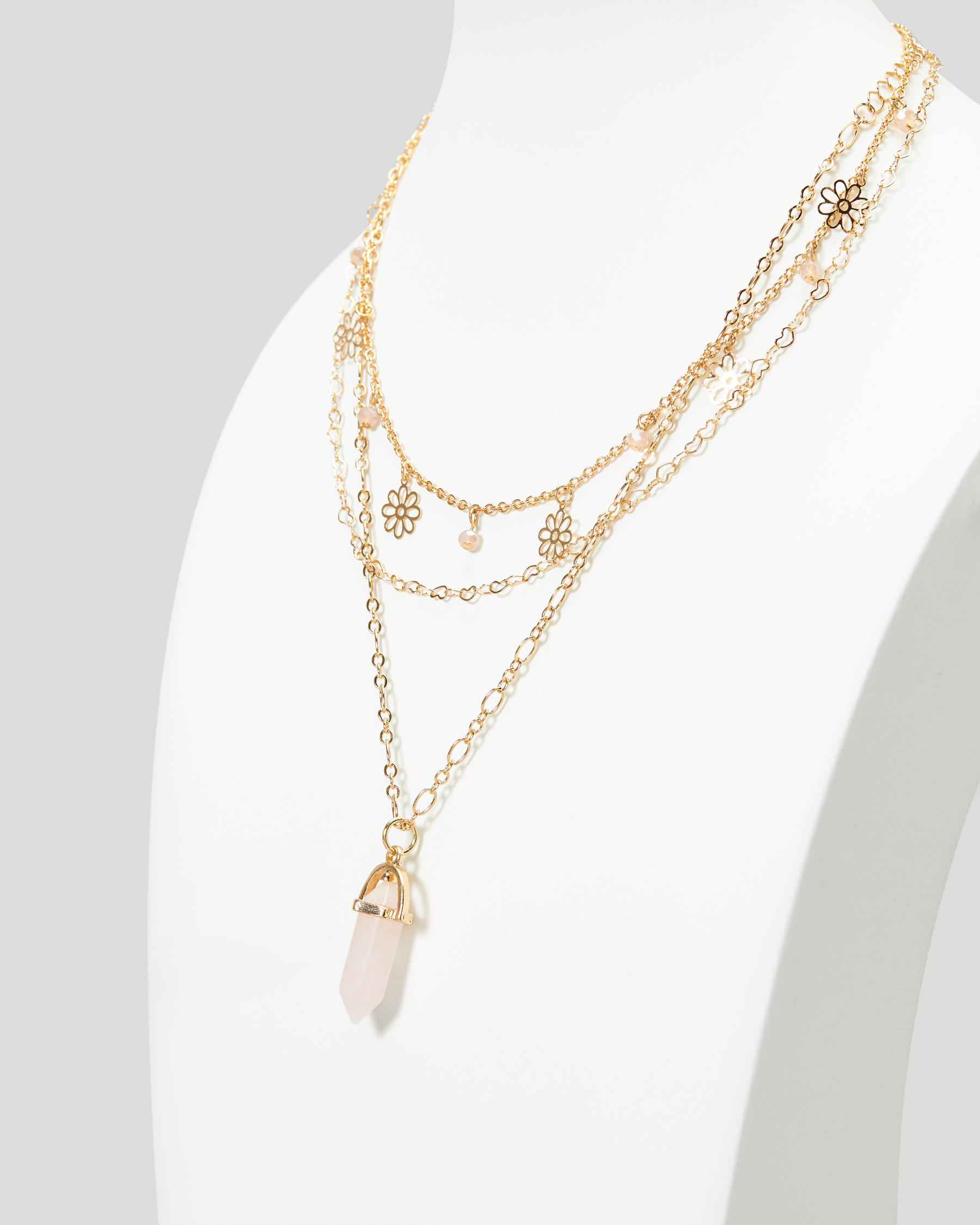Shop Karyn In LA Peony Necklace Pack In Gold/pink - Fast Shipping ...