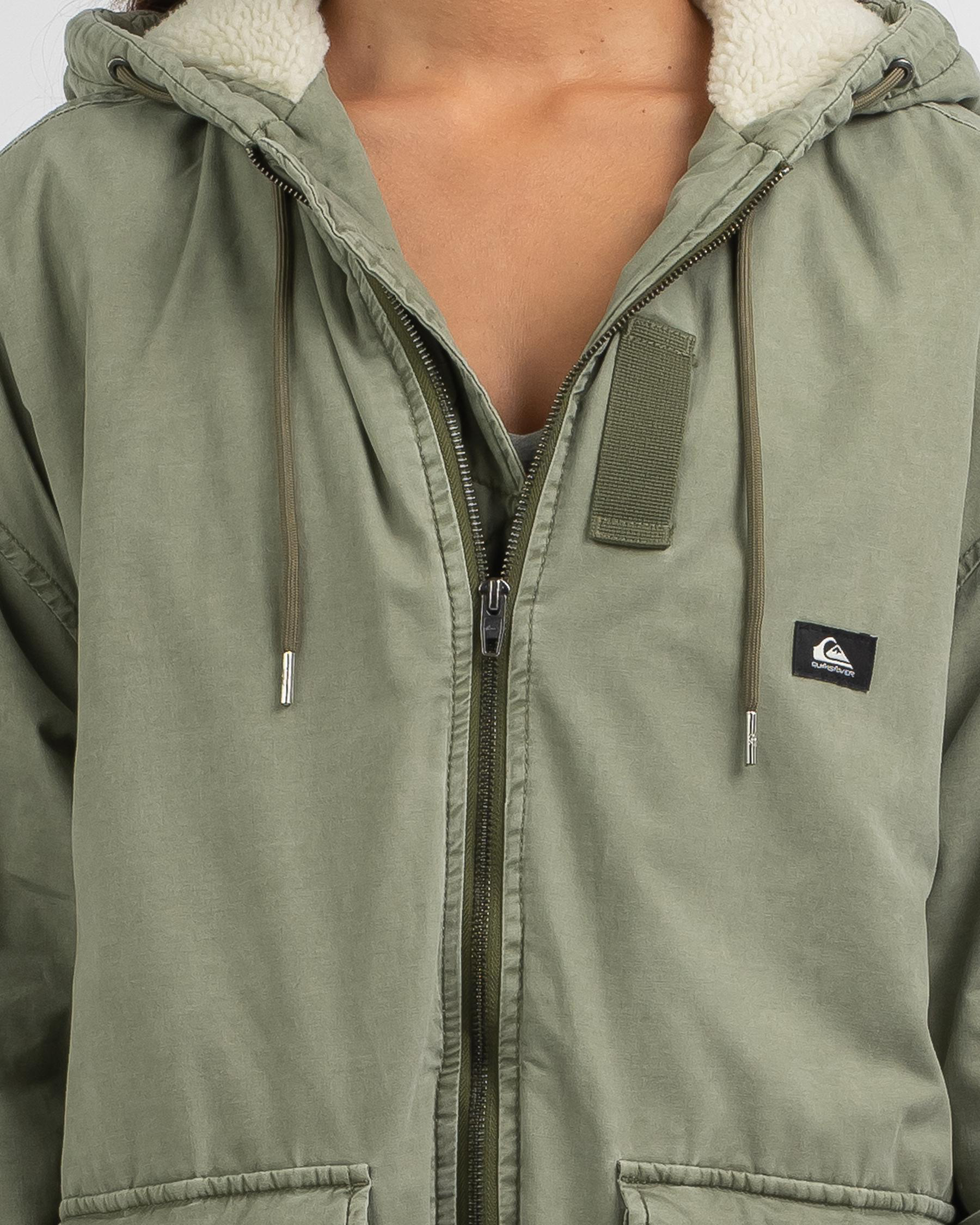 Shop Quiksilver Quiet Shelter Hooded Jacket In Olivine - Fast Shipping ...