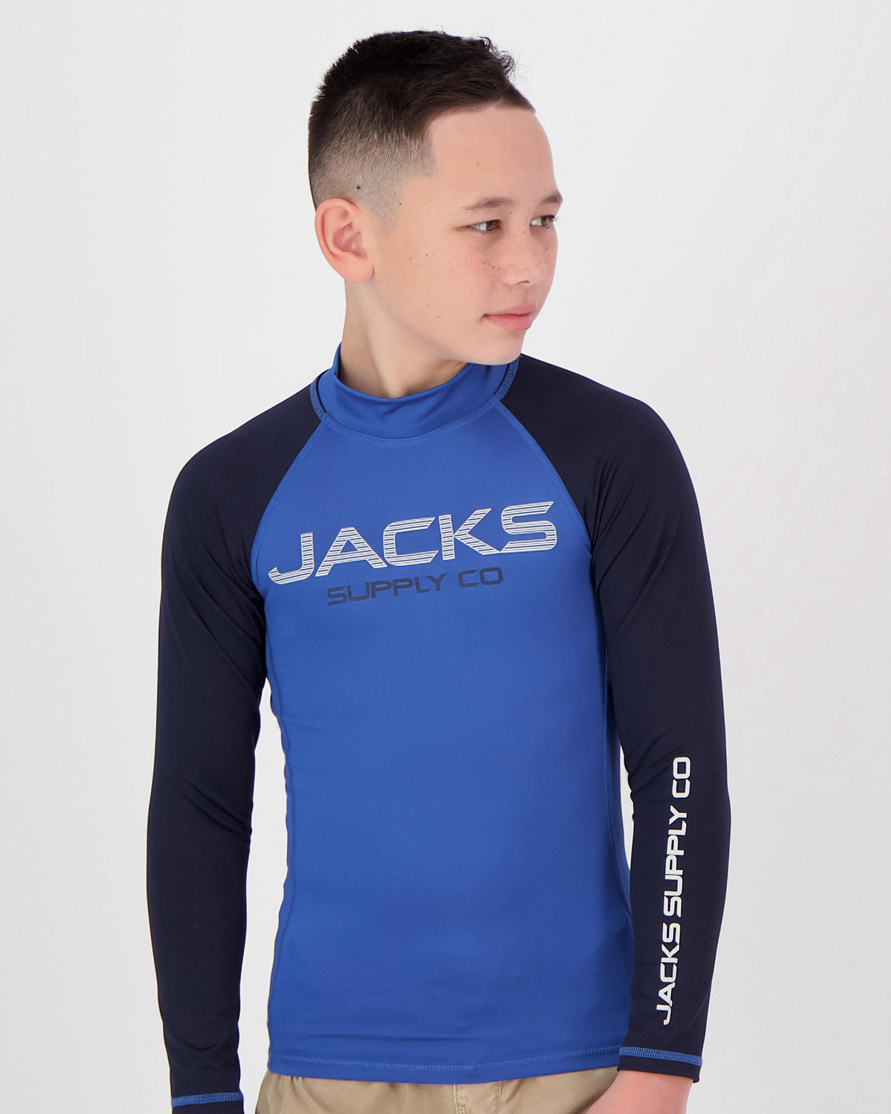 Shop Jacks Boys' Smudge Long Sleeve Rash Vest In Blue/navy - Fast ...
