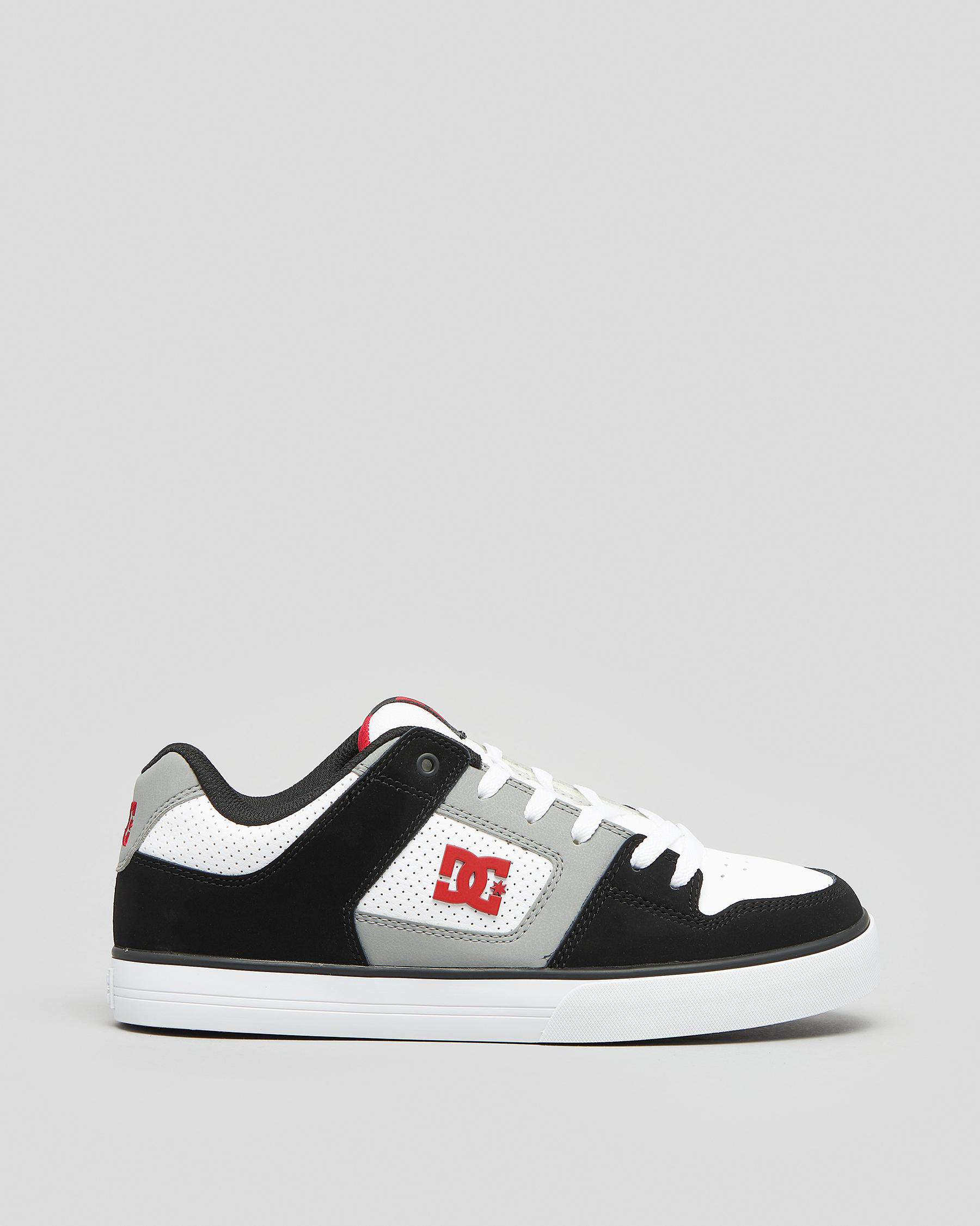 Shop DC Shoes Pure Shoes In Black/white/grey - Fast Shipping & Easy ...