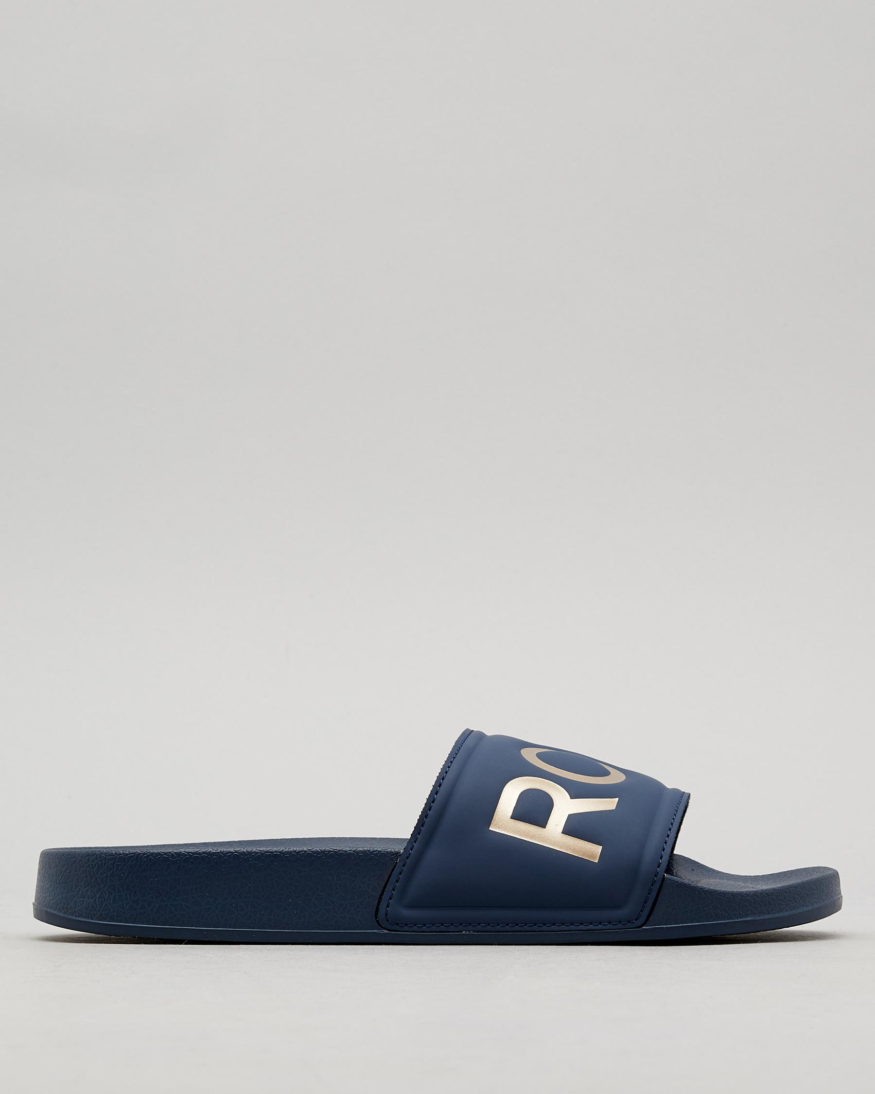 Shop Roxy Women's Roxy Slippy Slide Sandals In True Navy - Fast ...